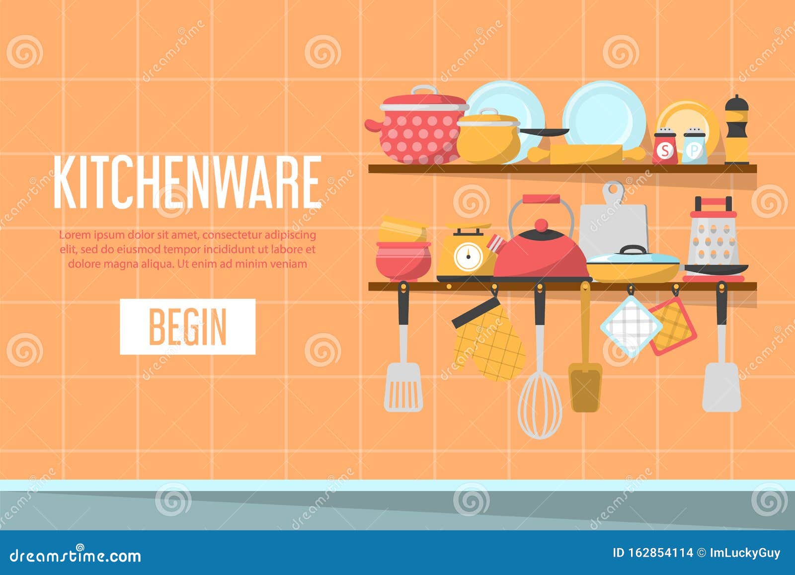 Kitchenware Web Banner Design. Collection of Kitchen Appliances Stock ...