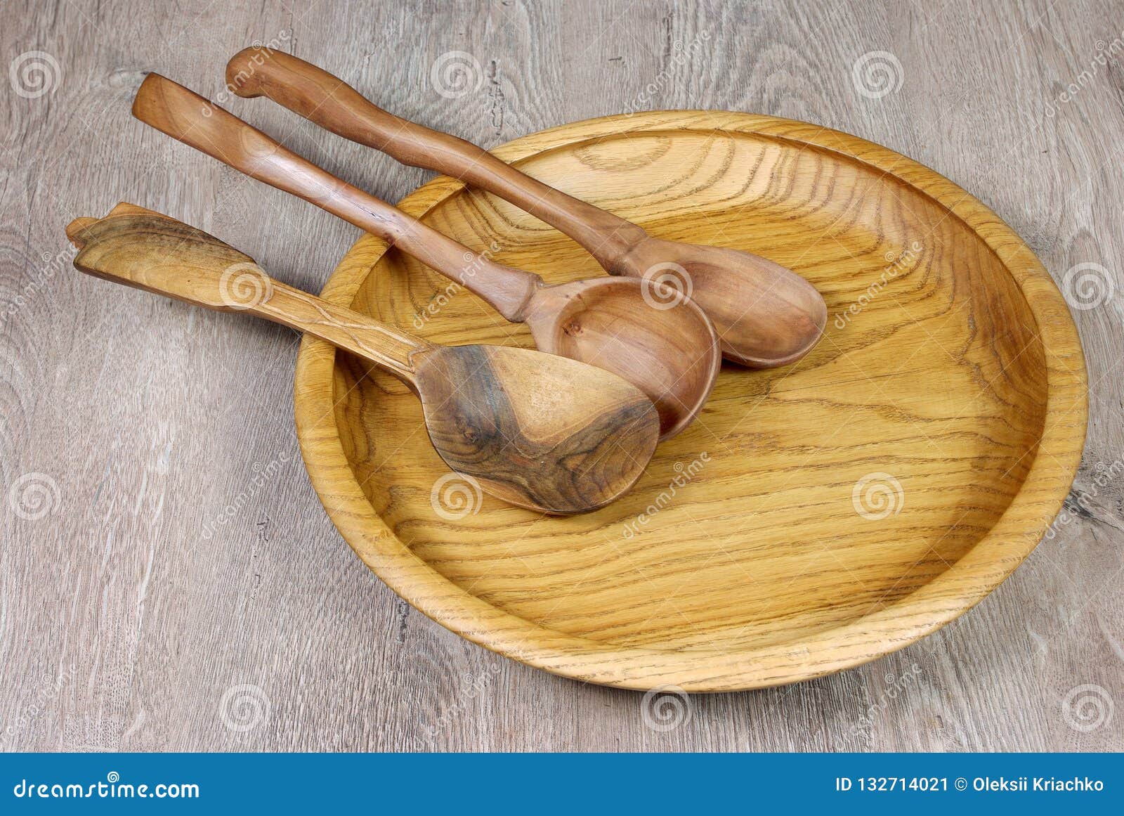 Kitchenware. Wooden Spoons on a Wooden Dish Stock Image - Image of ...