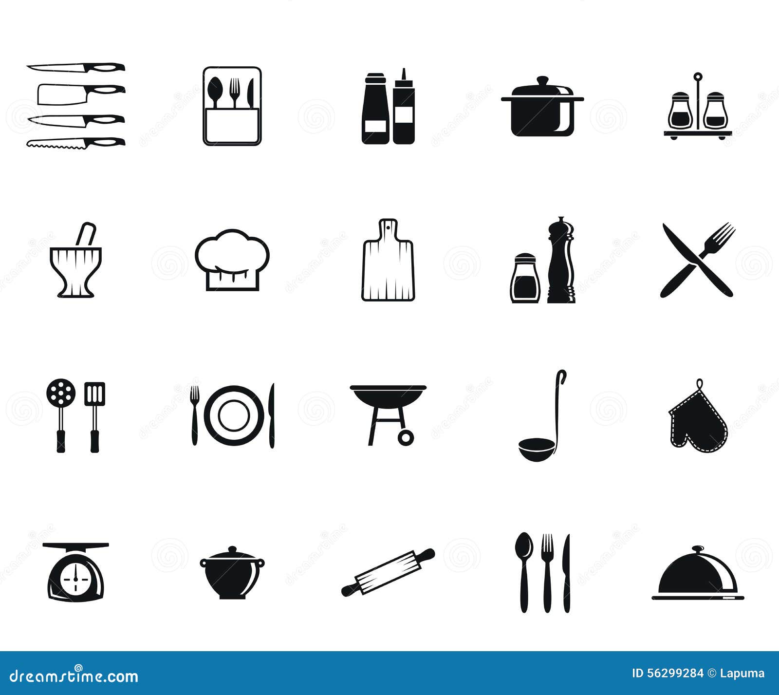 Kitchenwaresymboler vektor illustrationer. Illustration av pistong ...