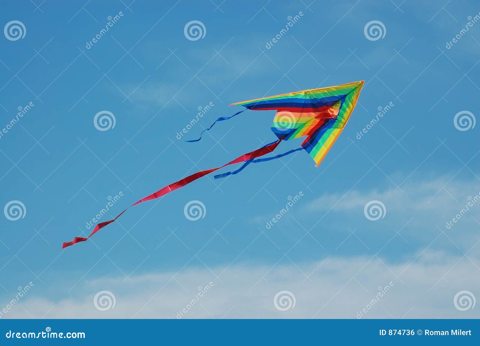 Kite stock photo. Image of ascend, blue, clouds, high, ribbon - 874736