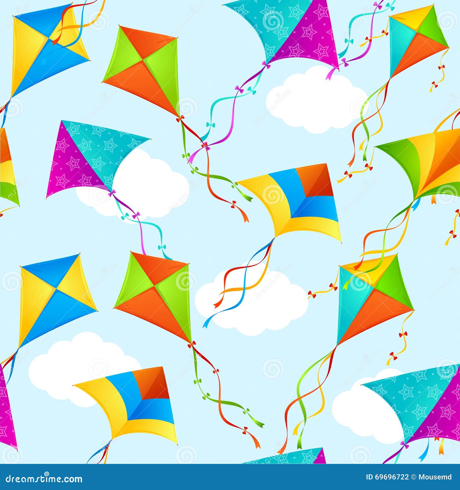 Kite Background Pattern. Vector Stock Vector - Illustration of graphic ...