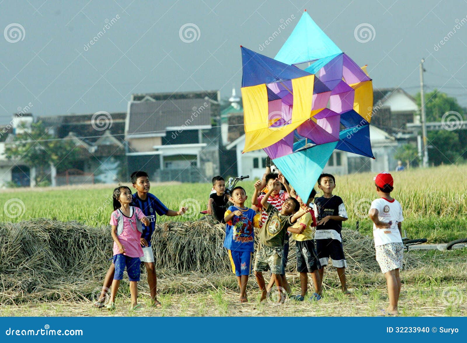 Kite editorial image. Image of field, wind, children - 32233940