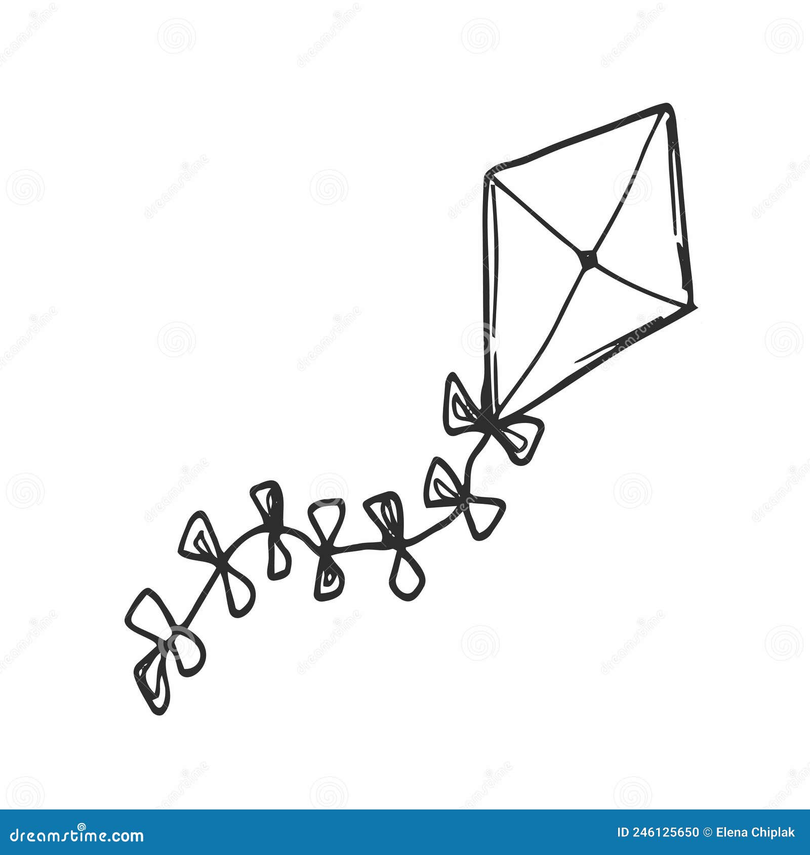 A Kite in the Clouds.a Simple Sketch Drawn by Hand.Summer Vector ...