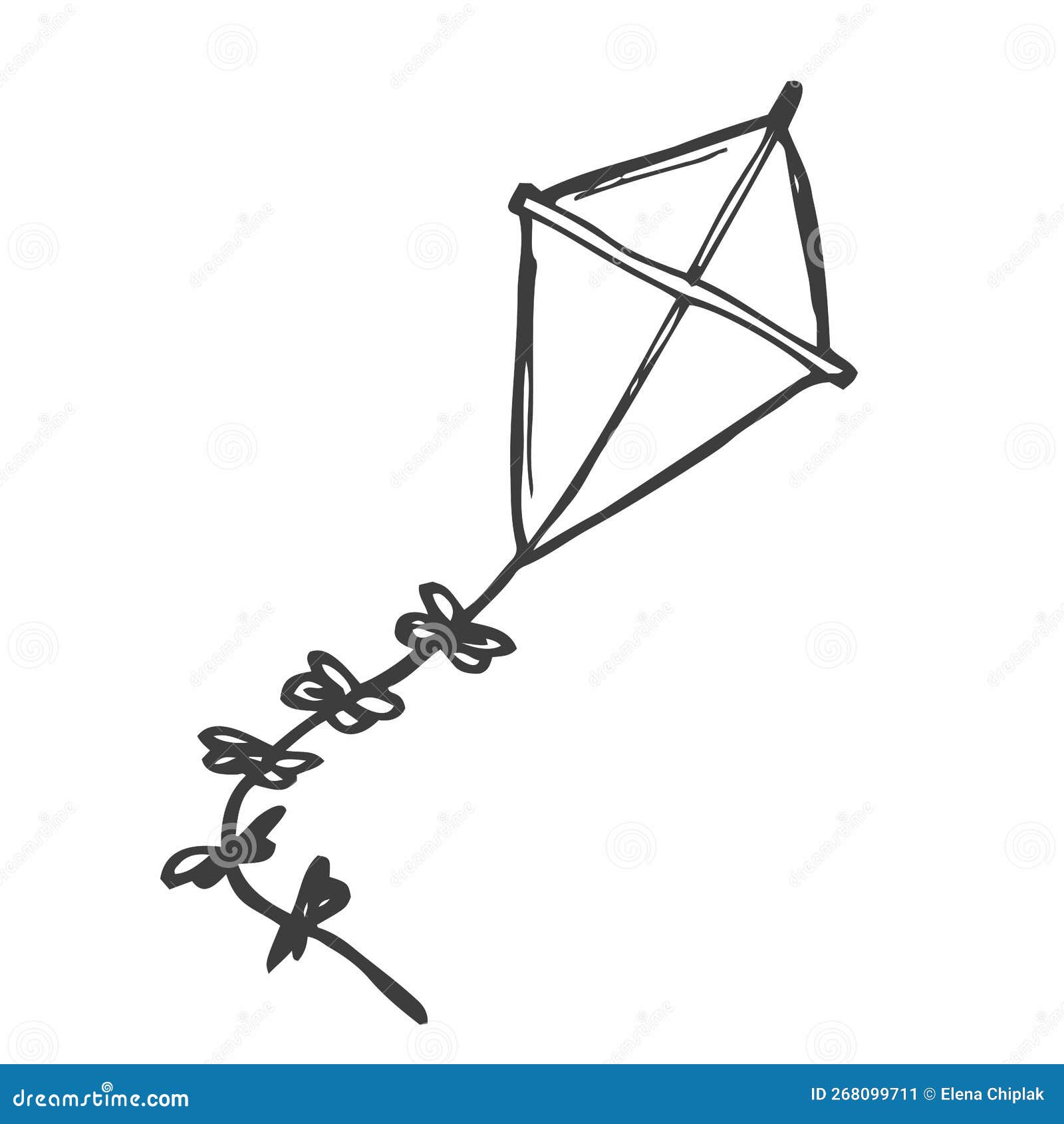 A Kite in the Clouds.a Simple Sketch Drawn by Hand.Summer Vector ...