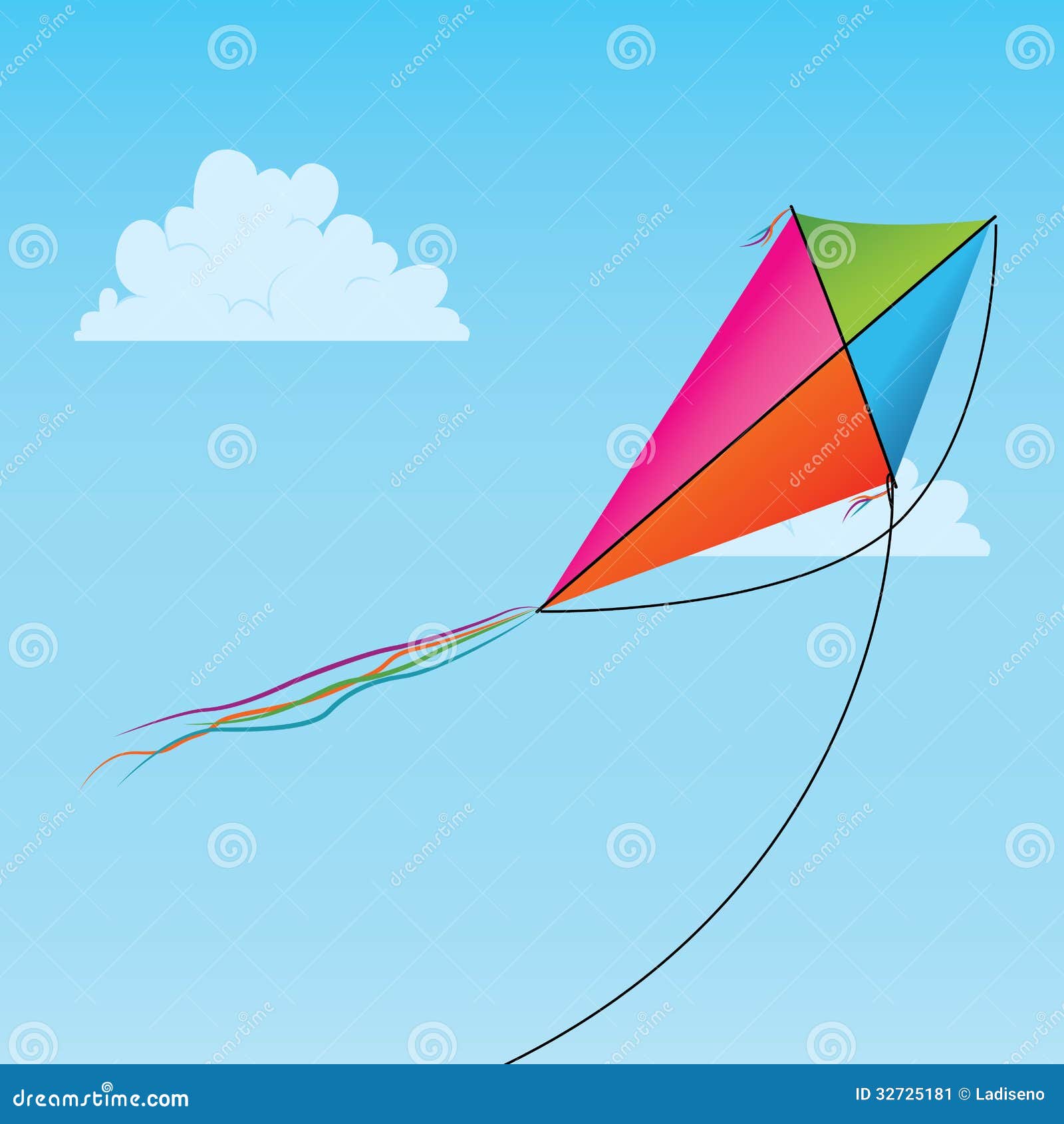 Kite stock vector. Illustration of wind, enjoyment, orange - 32725181
