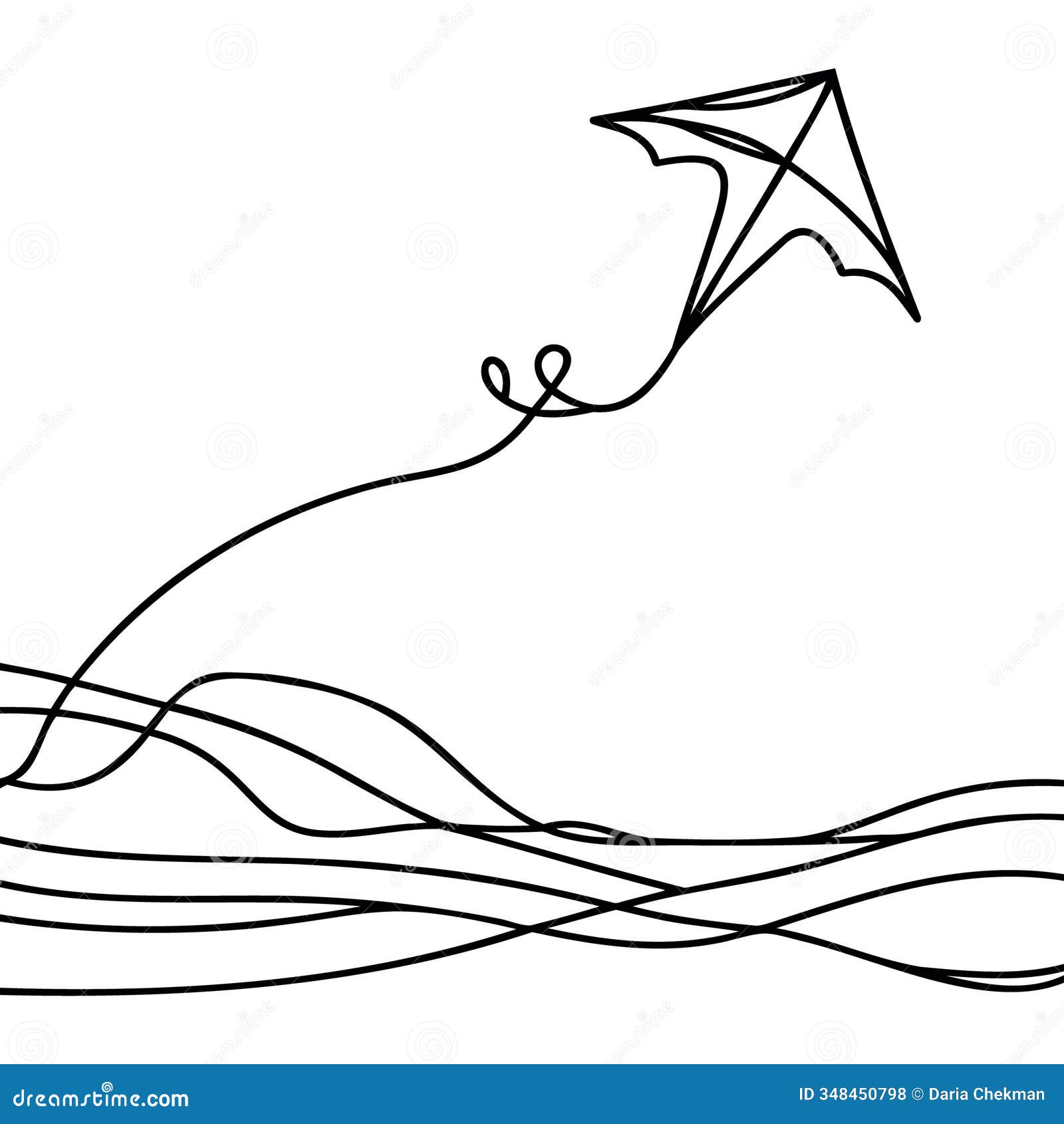 Kite - Continuous One Line Drawing Outline Vector Illustration, Vector ...