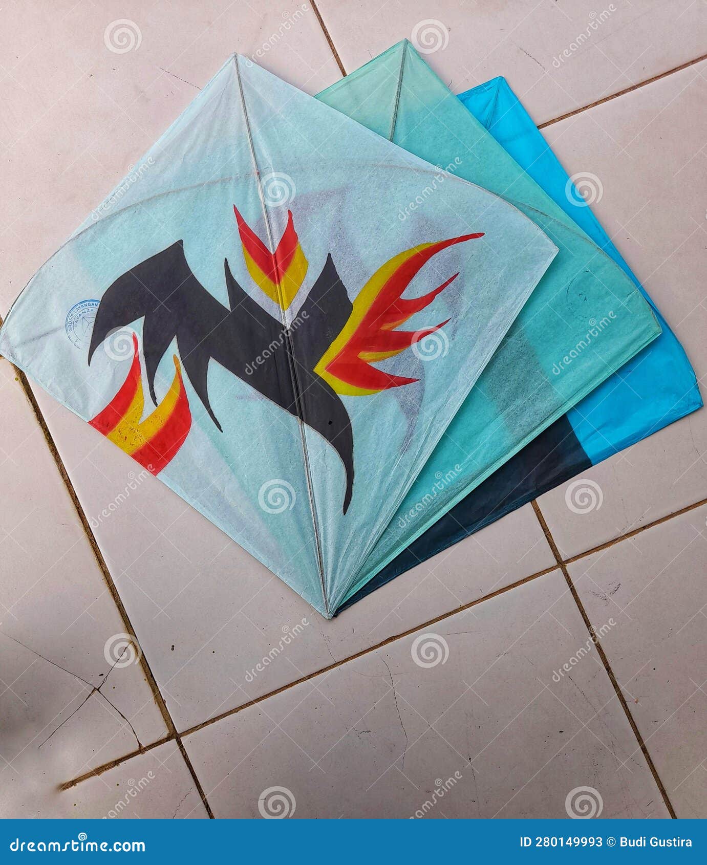 Kite with Drawing Art Object Toys Stock Image - Image of drawing, toys ...