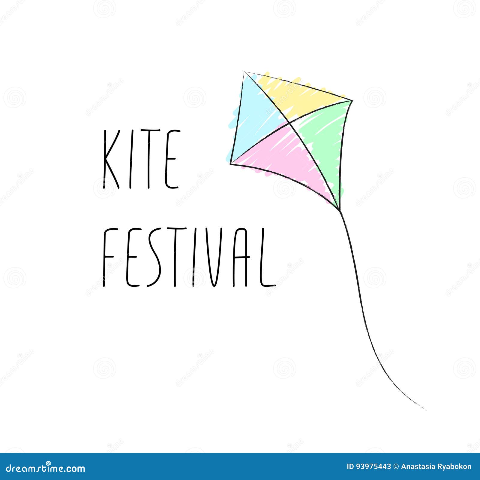 Kite Festival Hand Drawn Logo Vector Stock Vector - Illustration of ...