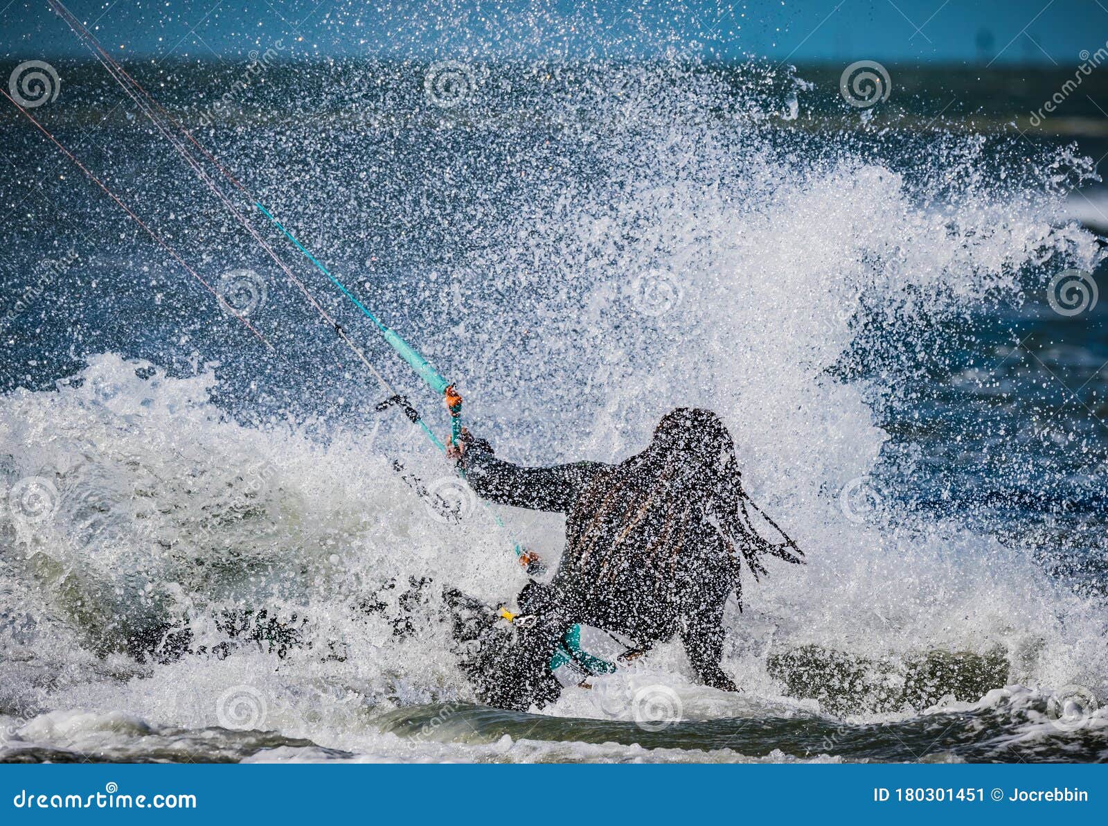 Kite Flyer Crashes To the Water`s Surface Stock Image - Image of jump ...