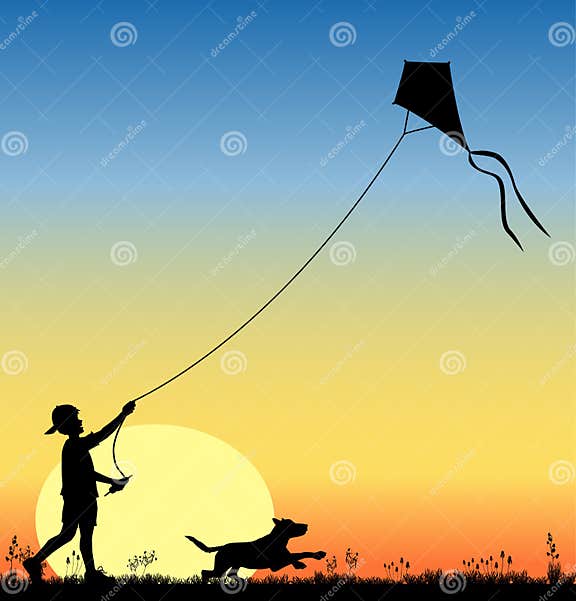 Kite_flying_03 ilustración del vector. Ilustración de hierba - 1305949