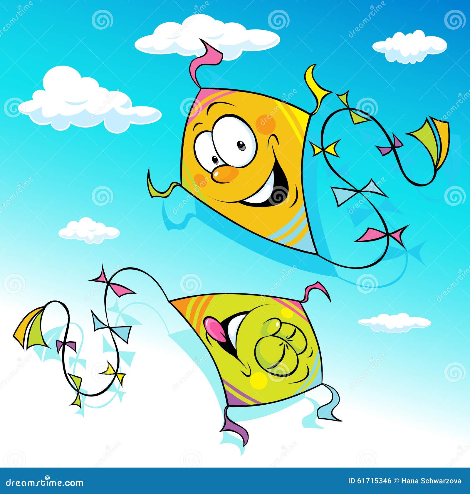 Red Box Kite Flying In The Sky Vector Illustration | CartoonDealer.com ...