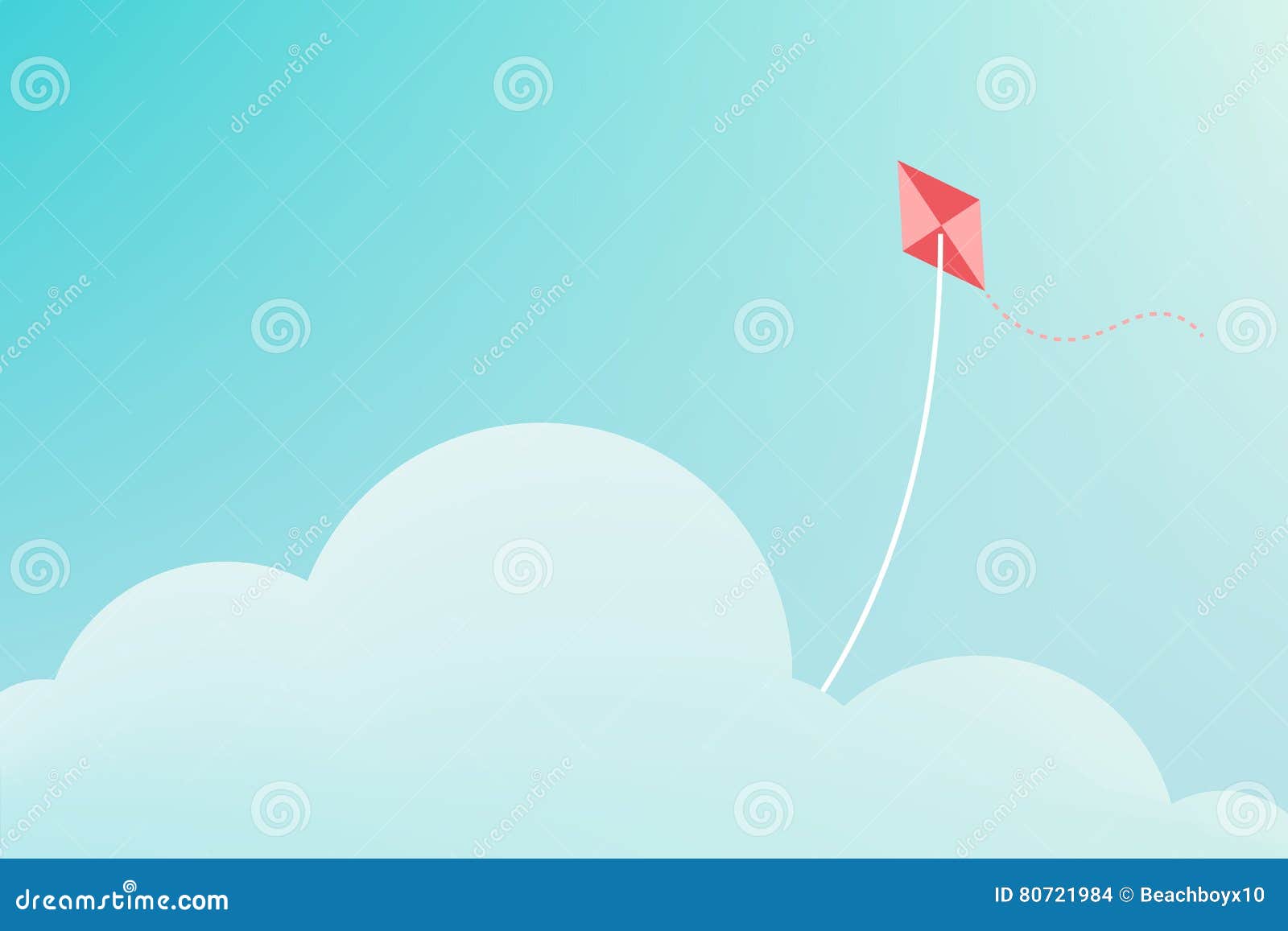 Kite In Cloud. Flying Outdoor Air Kite Vector Funny Toys For Kids ...