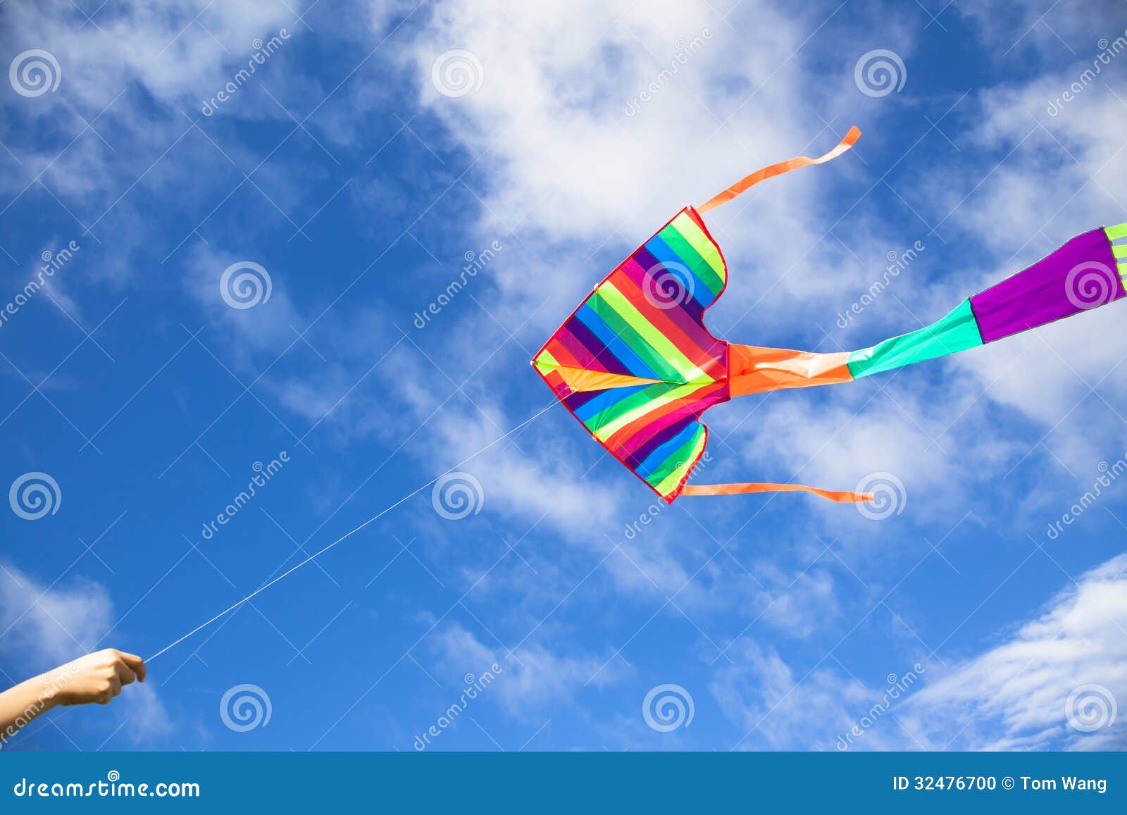 Kite flying in the sky stock photo. Image of cloudscape - 32476700