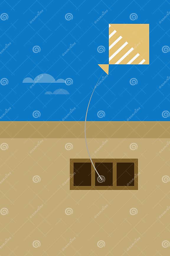 A Kite Flying from the Window of a Building Stock Vector - Illustration ...