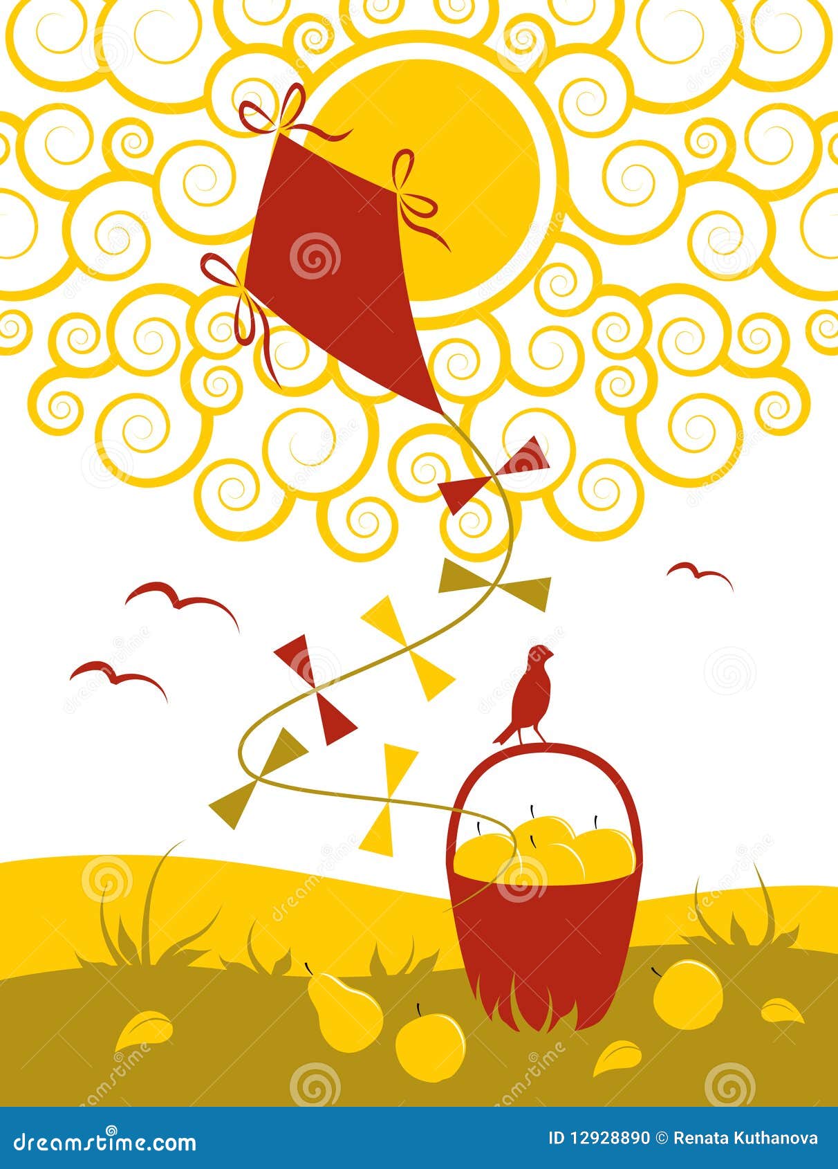 Kite and fruit stock vector. Illustration of leaf, green - 12928890