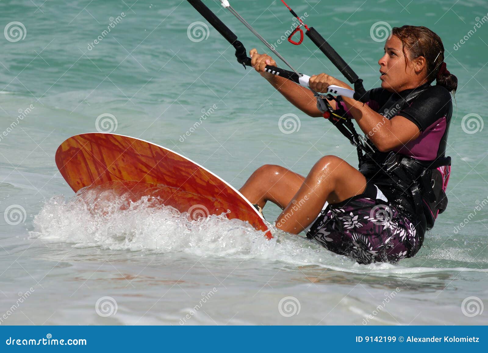 Kite girl stock image. Image of power, exhilaration, kiteboard - 9142199