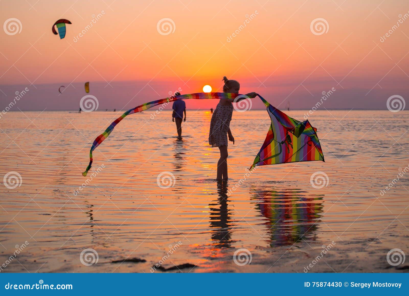 Kite stock photo. Image of playful, kite, female, dawn - 75874430