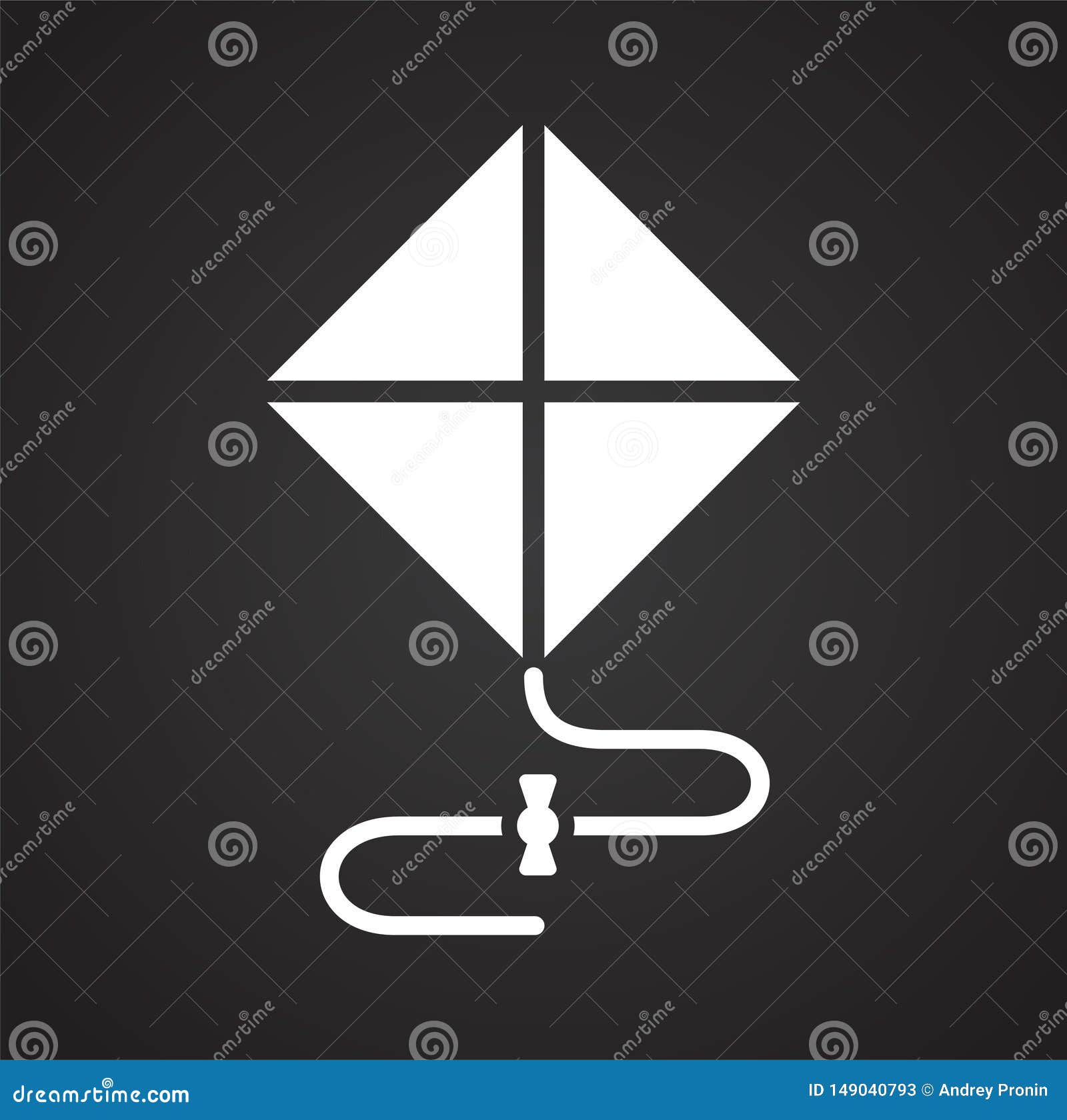 Kite Icon on Black Background for Graphic and Web Design. Simple Vector ...