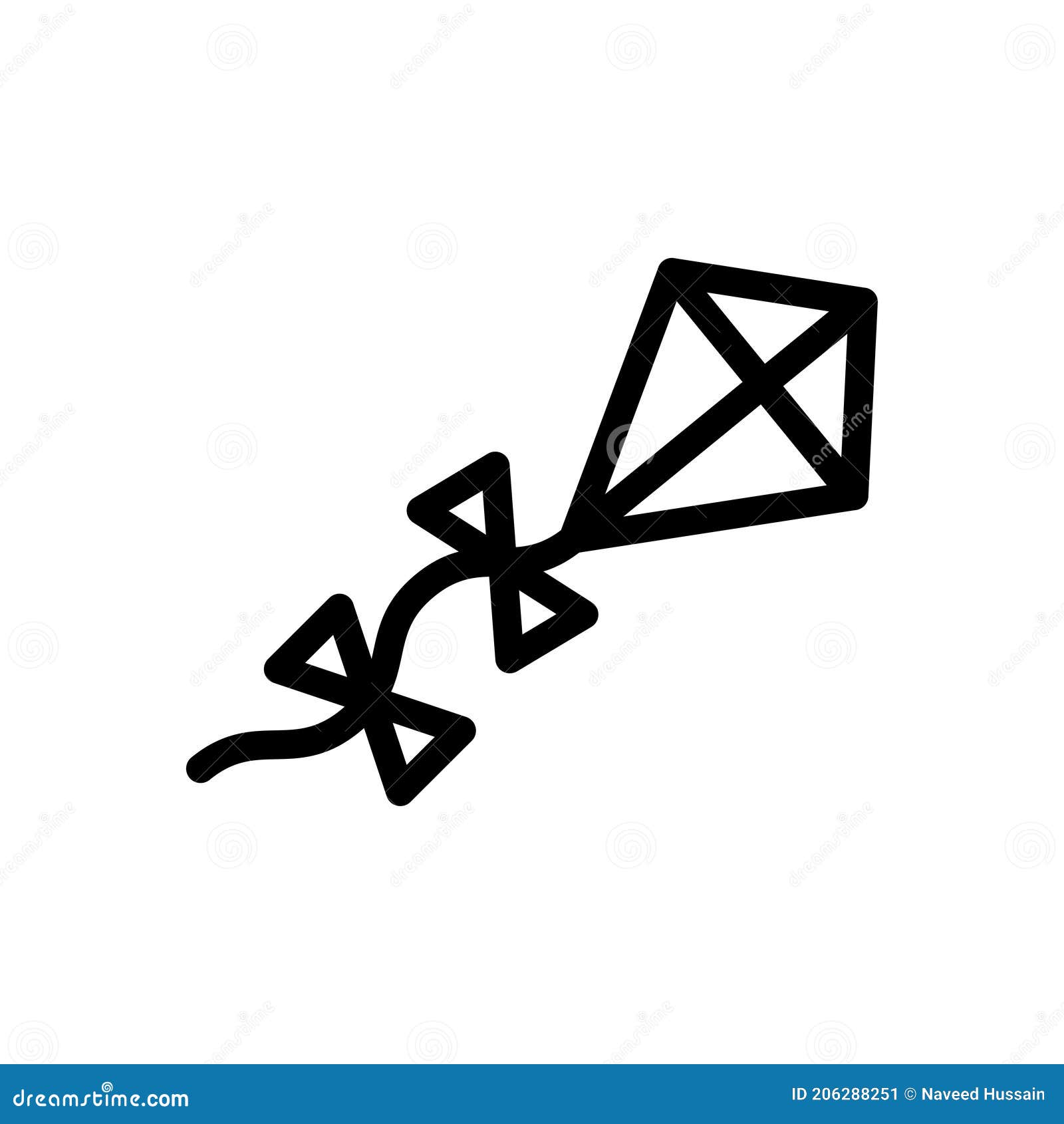 Kite vector thin line icon stock vector. Illustration of object - 206288251