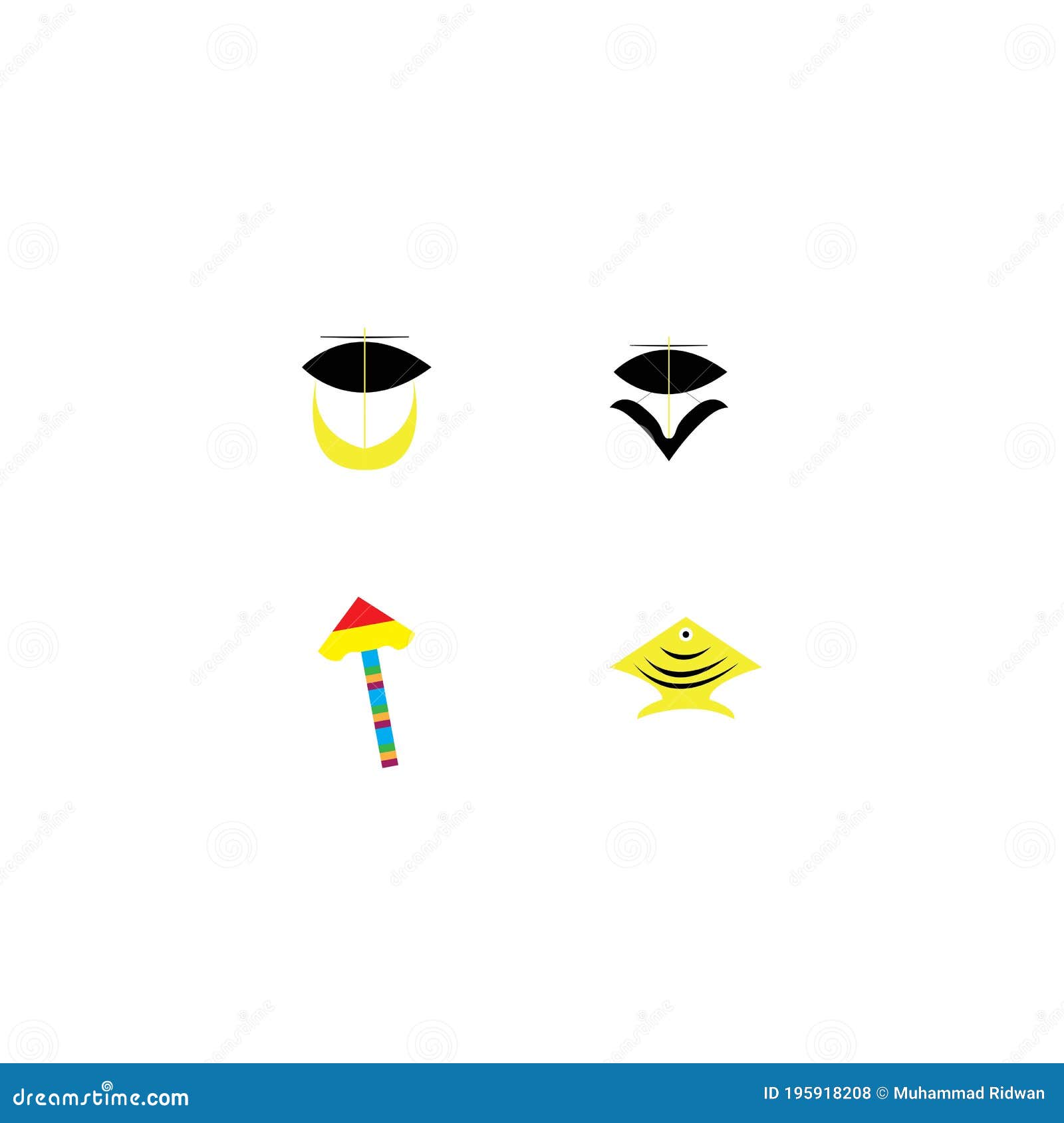 Kite Illustration On White Background. Yellow And Green Color. Kite ...