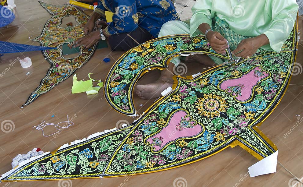 Kite making process. stock photo. Image of colourful, artistic - 6422484