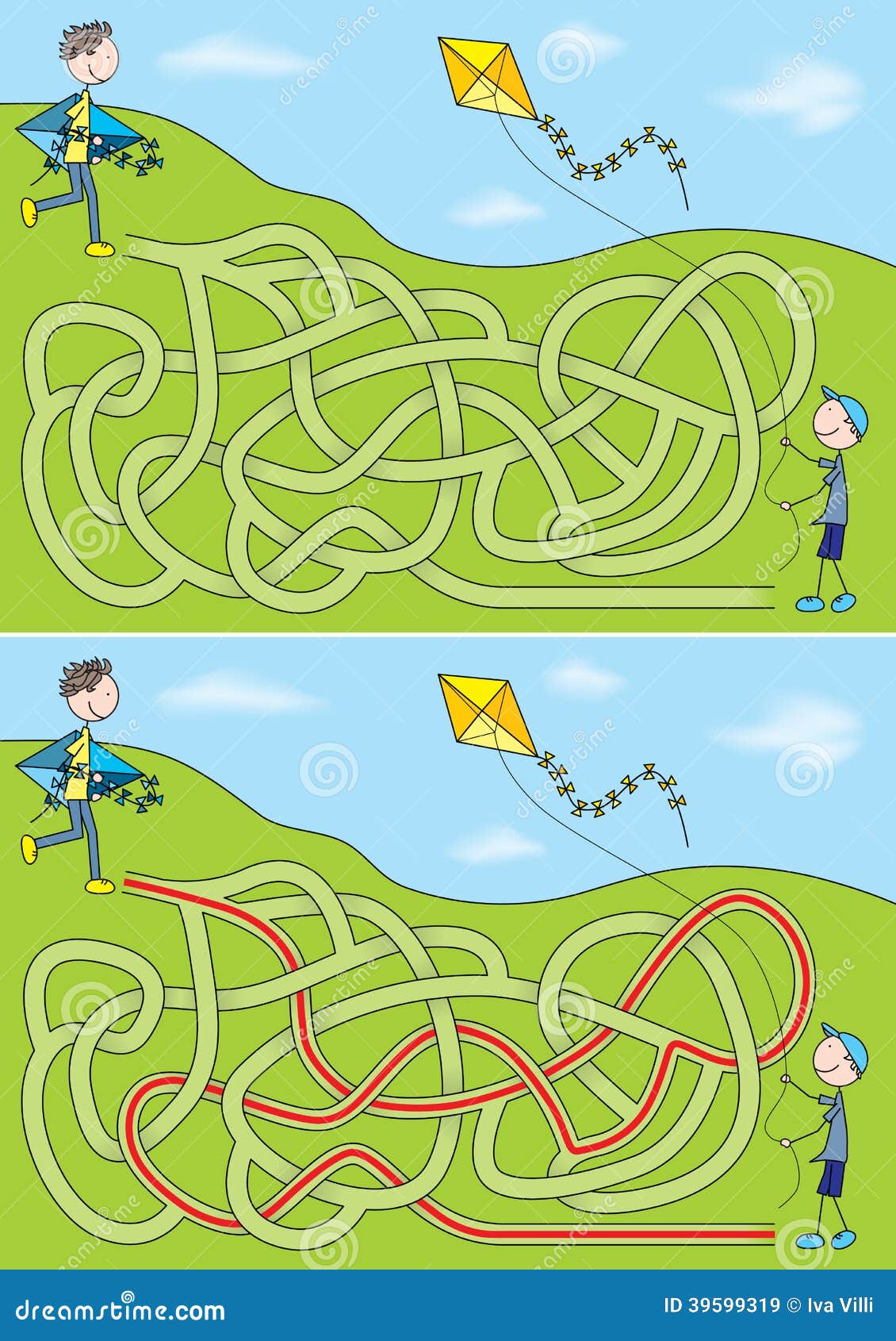 Kite maze stock vector. Illustration of windy, kids, composition - 39599319
