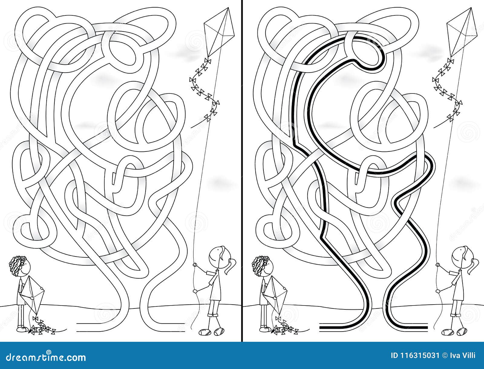 Kite maze stock vector. Illustration of maze, child - 116315031