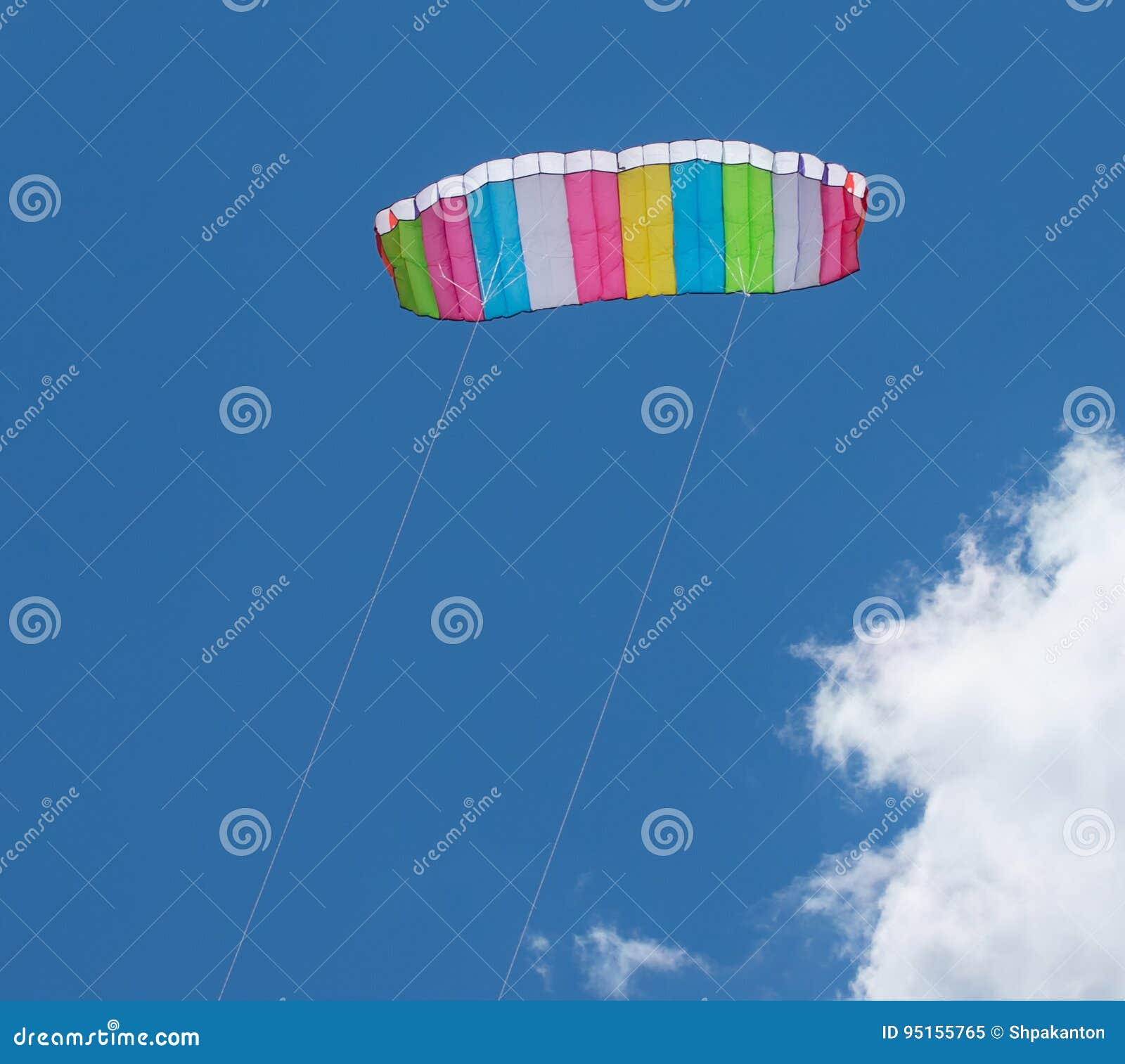 Kite Parachute Flying in the Sky among the Clouds Stock Image - Image ...