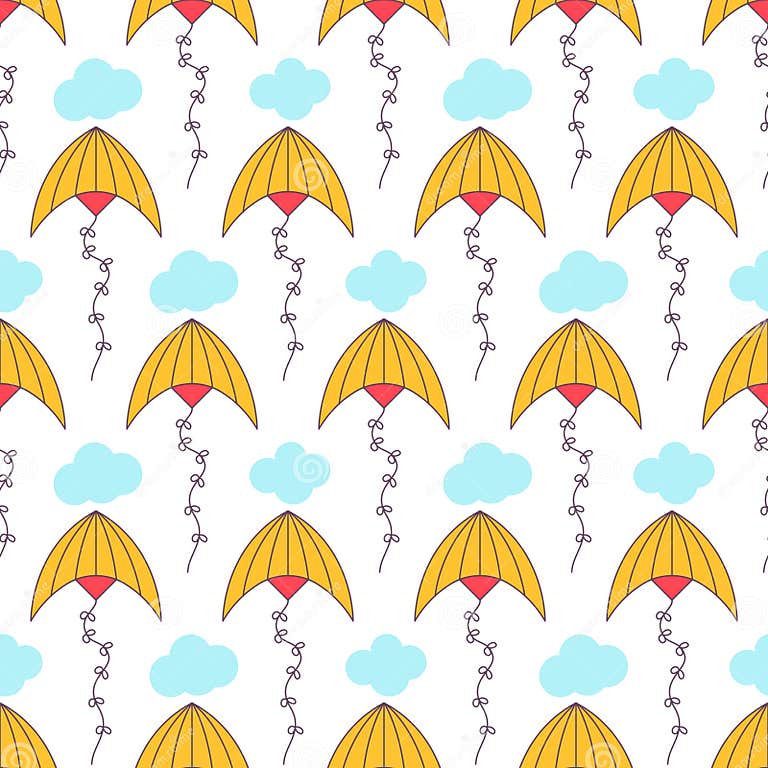 Kite Pattern. Kites Seamless Pattern. Flying Kites Background. Retro ...