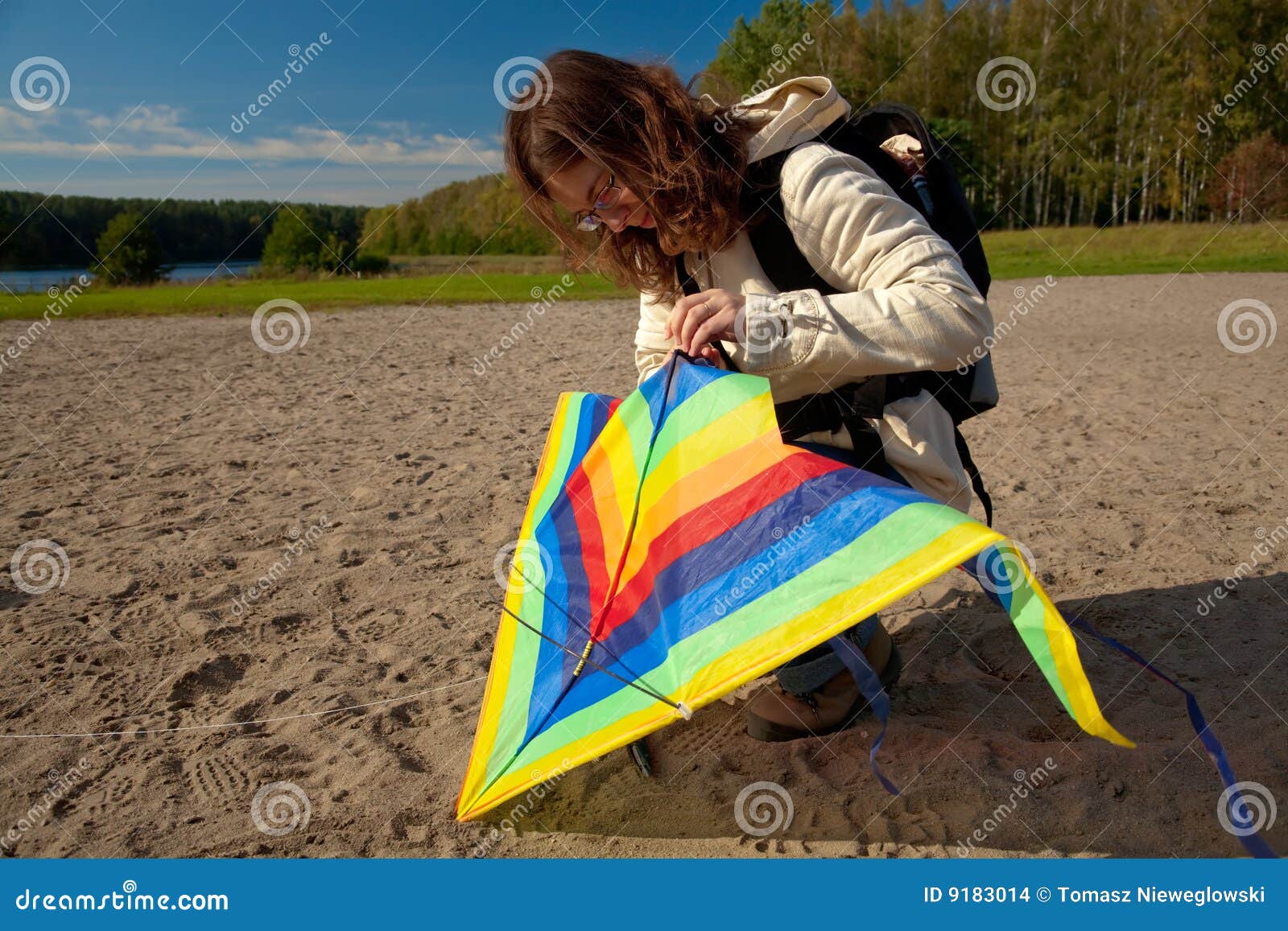 Kite repair stock photo. Image of hair, broken, wind, lake - 9183014