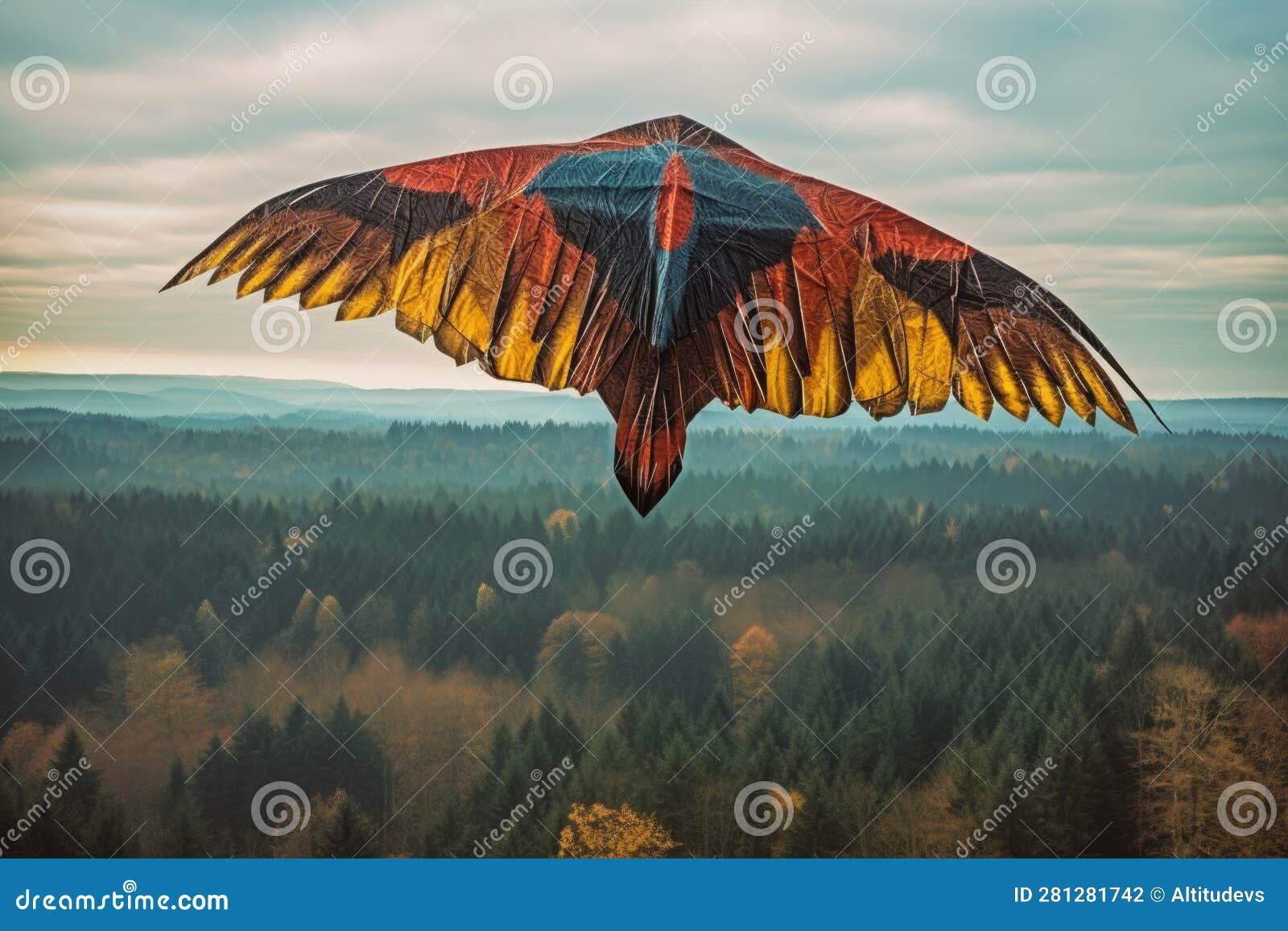 Man On The Giant Bird Flying In The Sky Stock Illustration ...