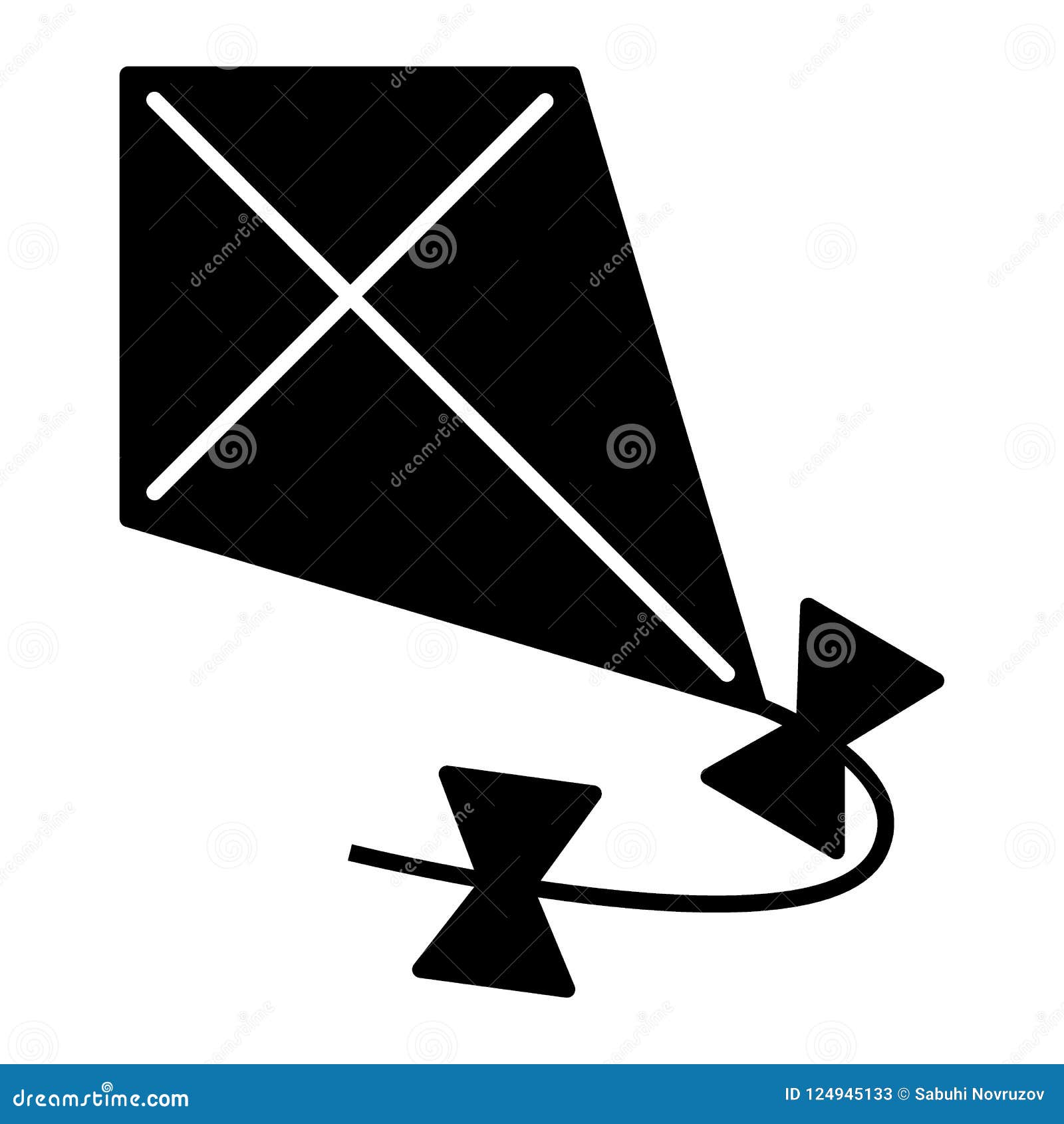 Kite Solid Icon. Flying Kite Vector Illustration Isolated on White ...