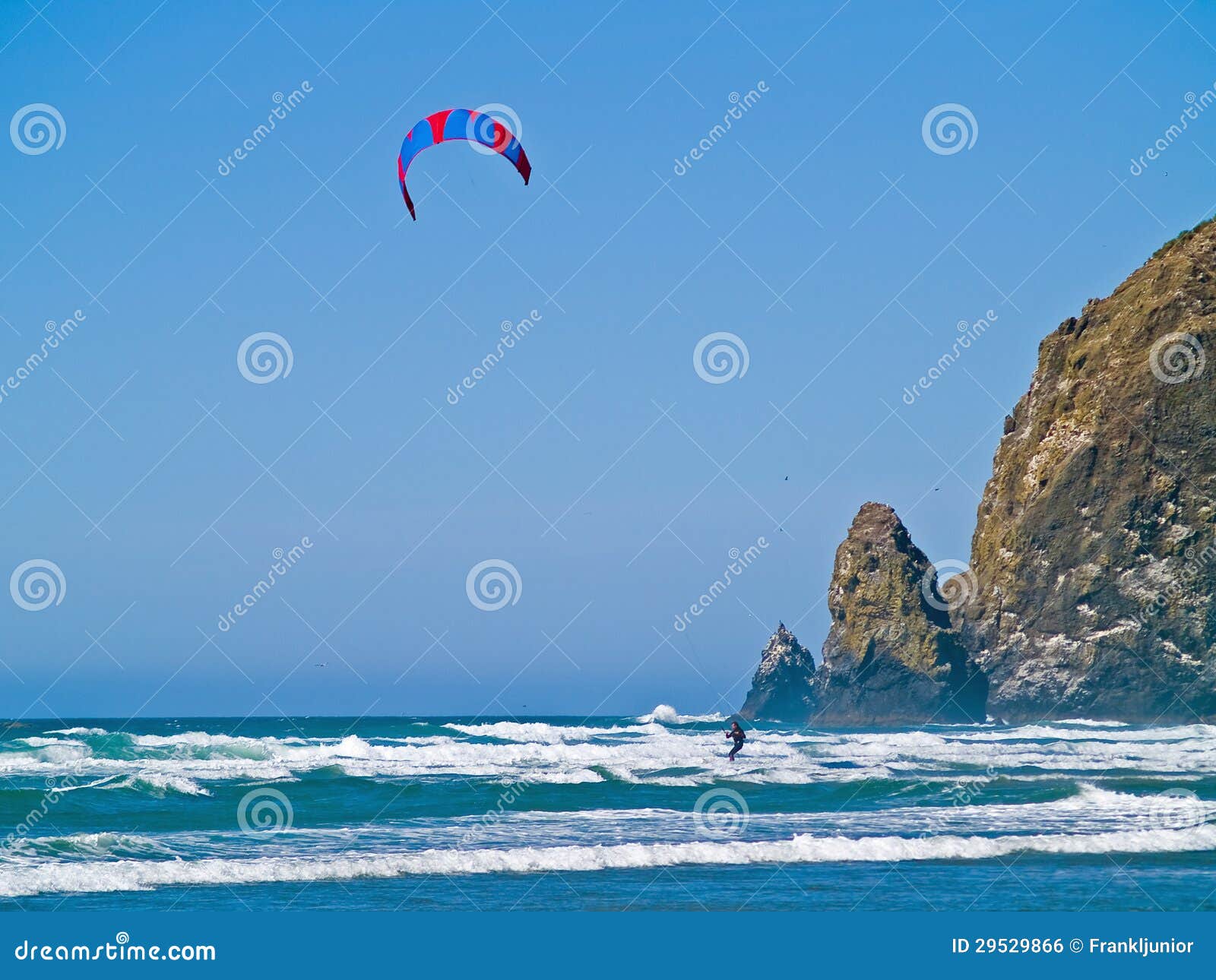 Kite Surfer Out on the Ocean Stock Photo - Image of blue, coastal: 29529866