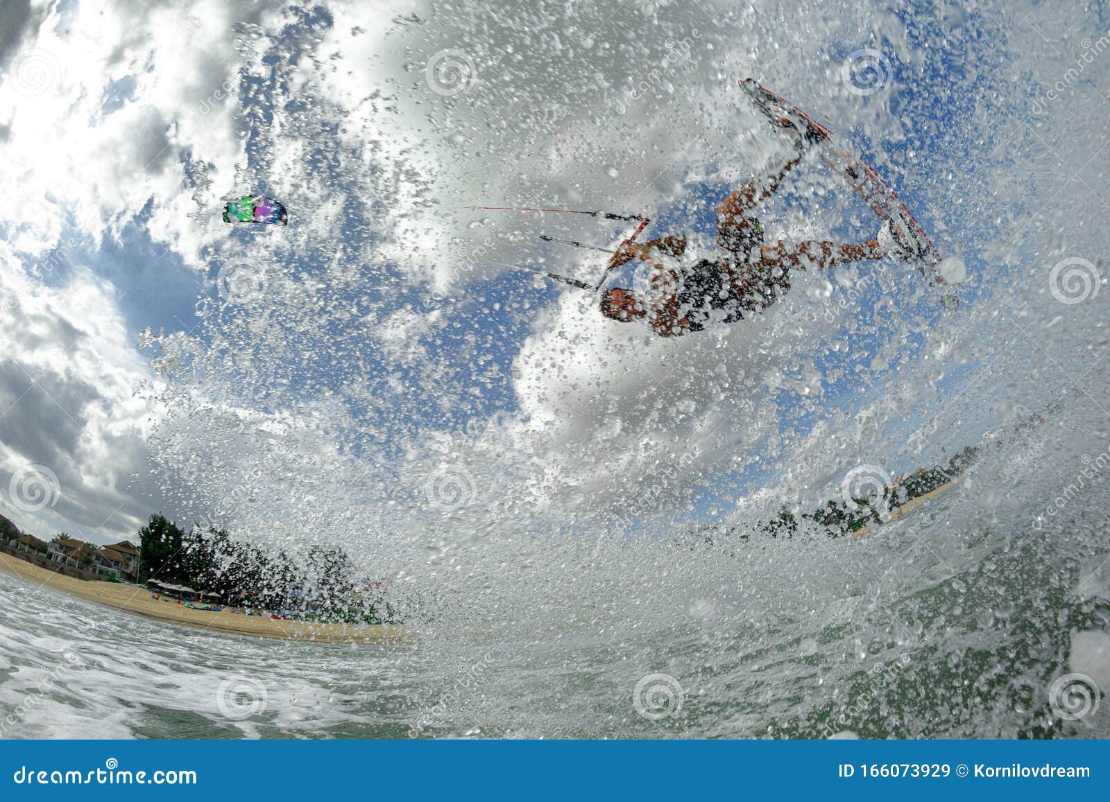 Kite surfer stock image. Image of kiteboard, speed, kitesurfer - 166073929