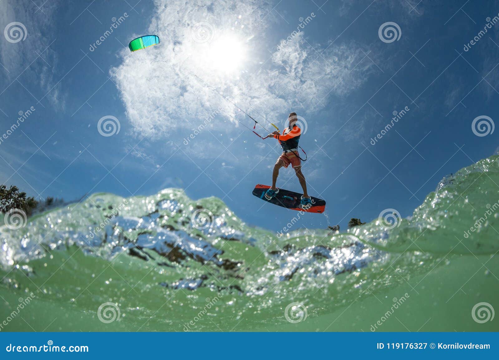 Kite surfer stock image. Image of kitesurf, fall, freedom - 119176327