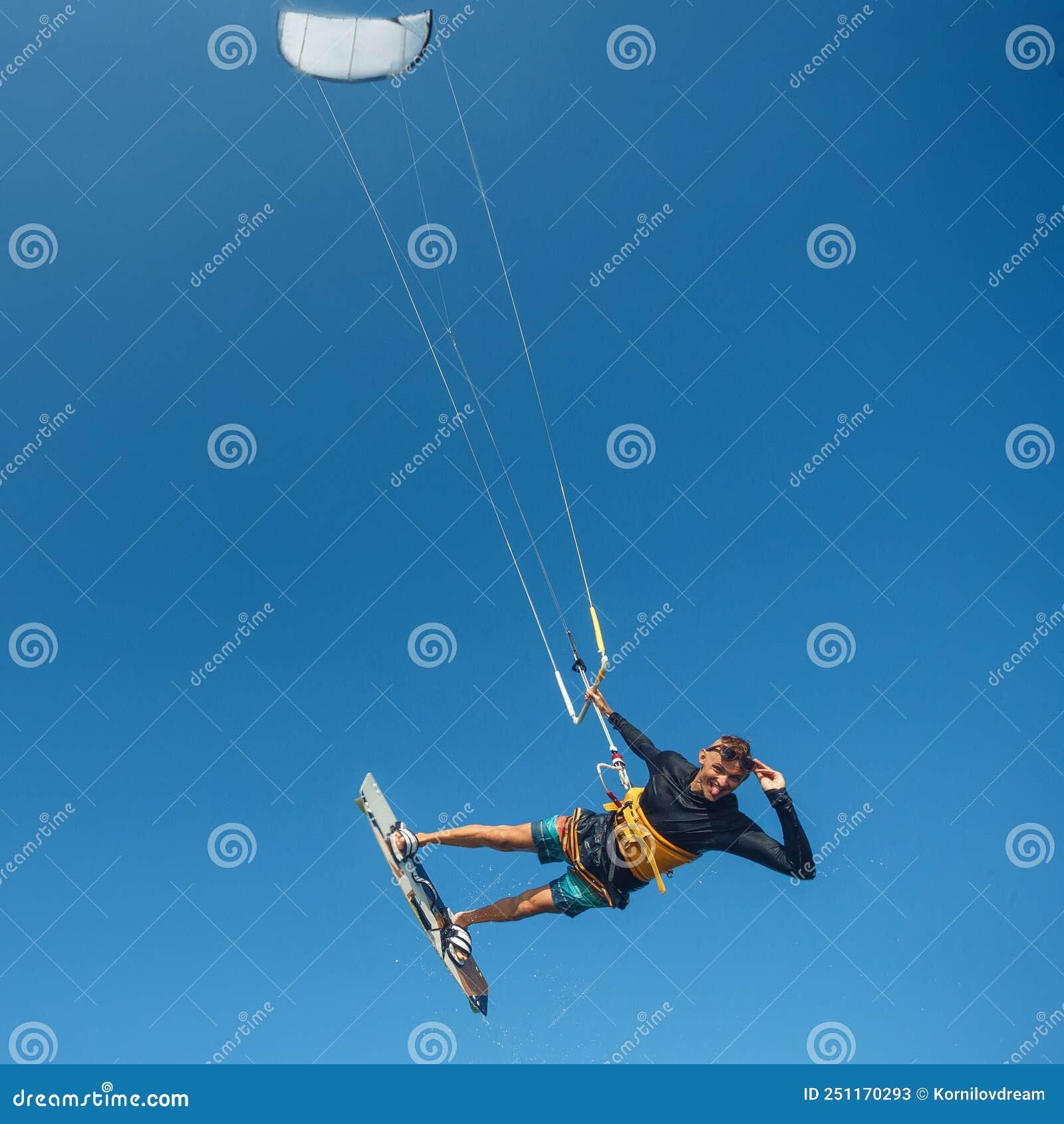Kite Surfer Riding a Kiteboard on the Sea Stock Image - Image of ...