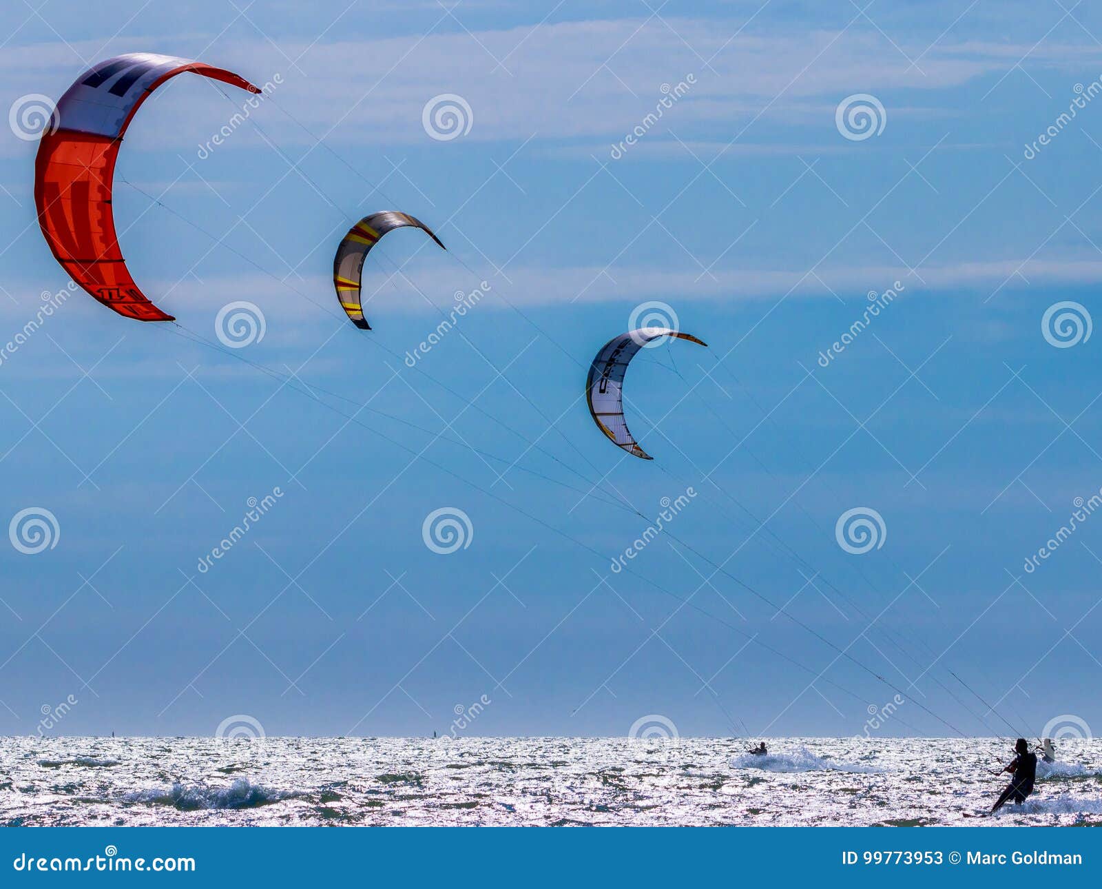 3 kite surfers on the sea editorial stock photo. Image of outdoor ...