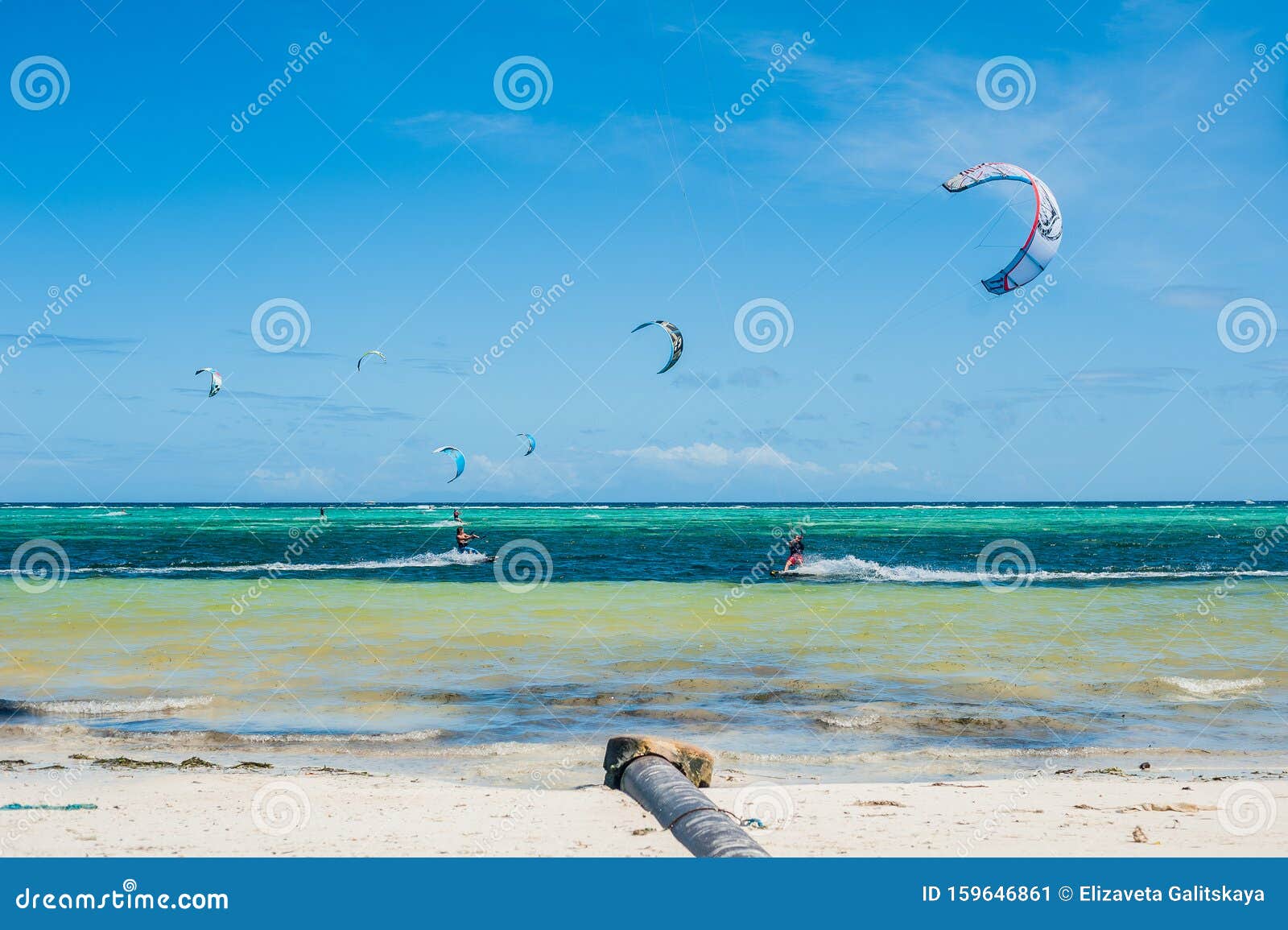 Kite surfing on Boracay stock image. Image of athletic - 159646861