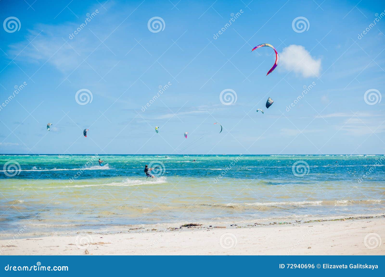 Kite surfing on Boracay stock photo. Image of speed, hawaii - 72940696