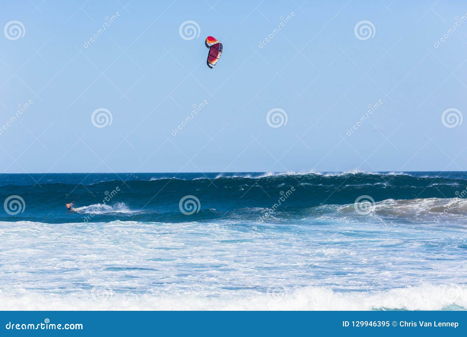 Kite Surfing Flying Surfer Ocean Action Stock Image - Image of blue ...
