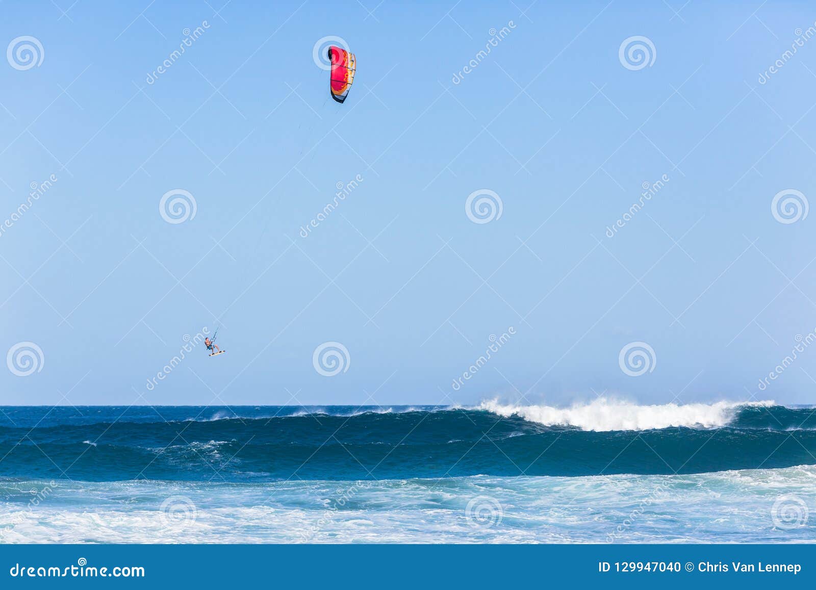 Kite Surfing Flying Surfer Ocean Action Stock Photo - Image of flight ...