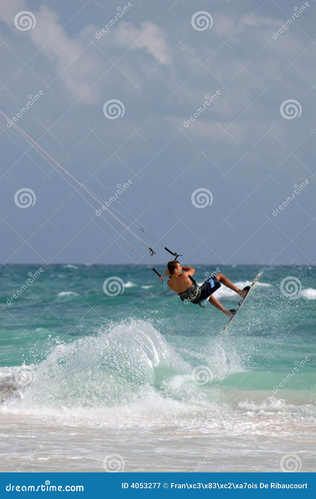 Kite Surfing in the ocean stock image. Image of male, surfing - 4053277