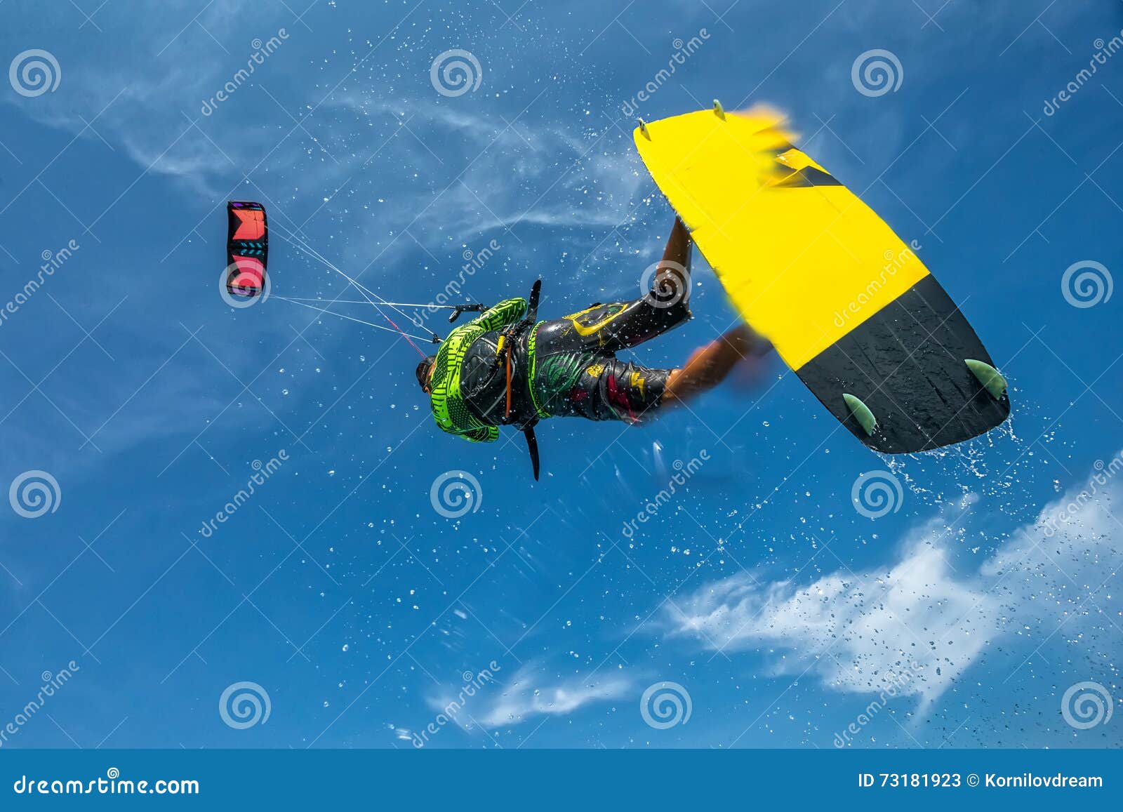 Kite surfing. stock image. Image of flying, male, kite - 73181923