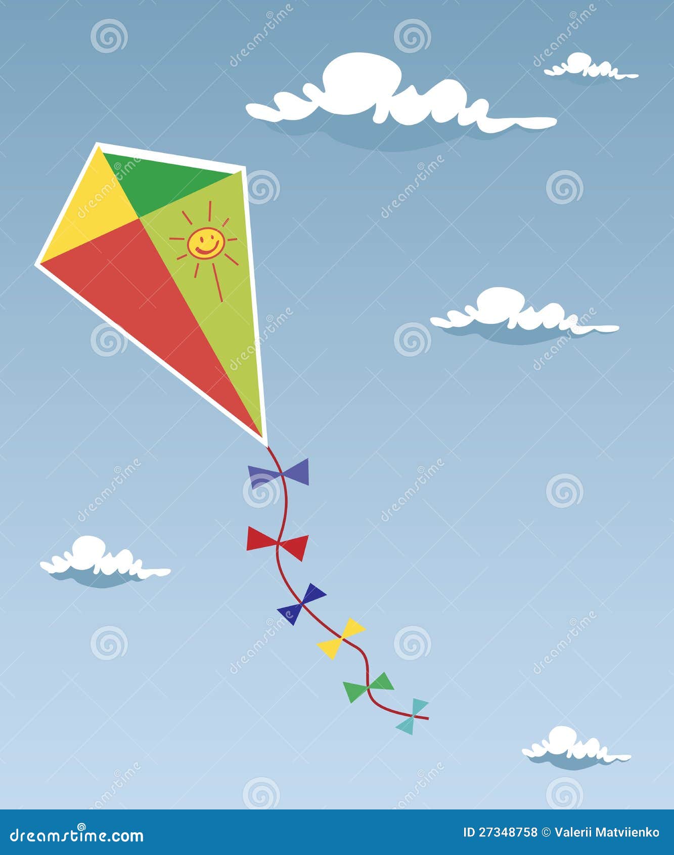 Kite up in the clouds stock vector. Illustration of summer - 27348758