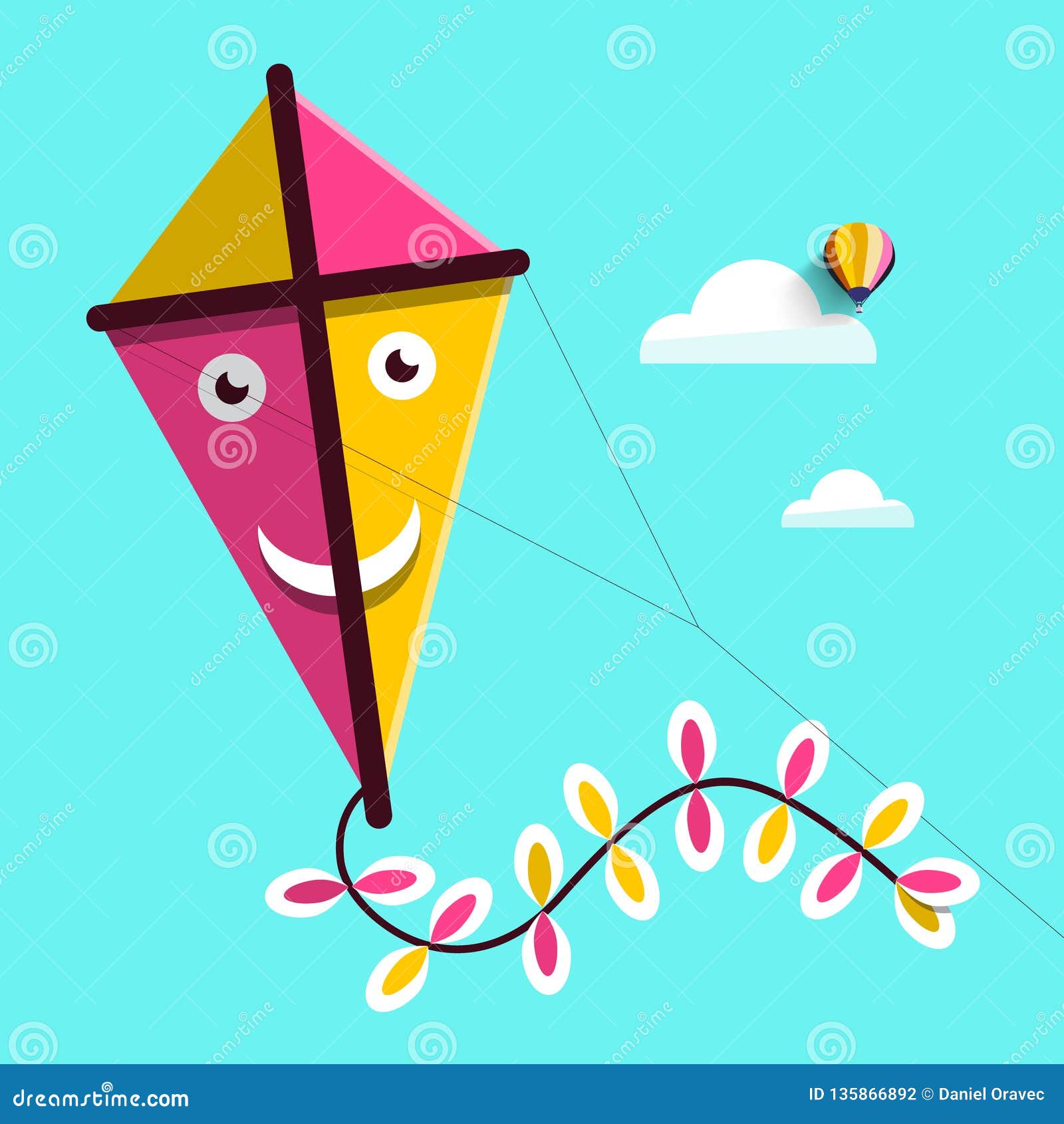 Kite Up the Sky. Vector Illustration Stock Vector - Illustration of ...