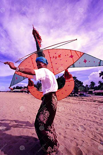 Kite (Wau) Flying editorial stock photo. Image of kelantan - 26111413