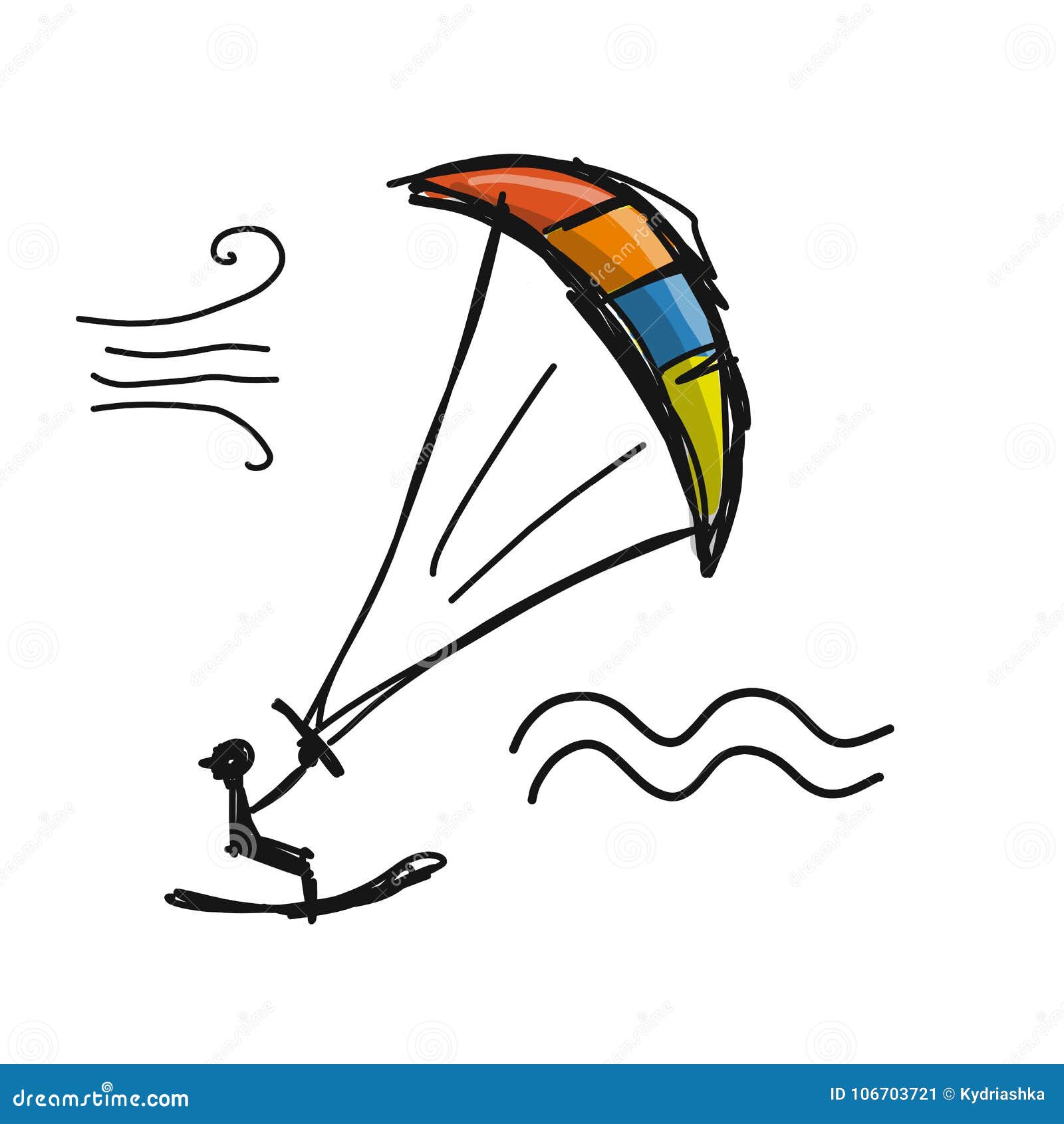 Kiteboarding, Sketch for Your Design Stock Vector - Illustration of ...