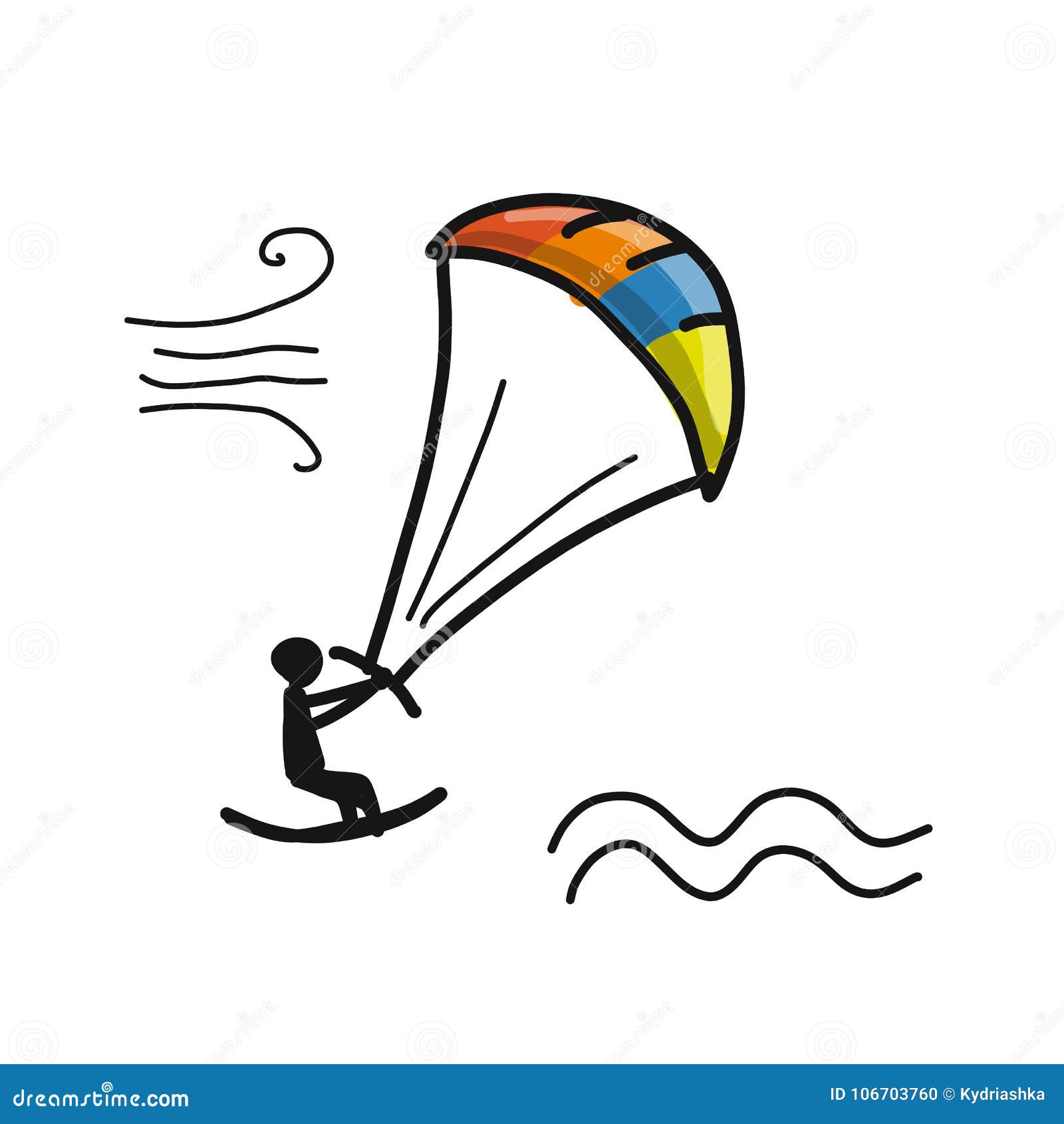 Kiteboarding, Sketch for Your Design Stock Vector - Illustration of ...
