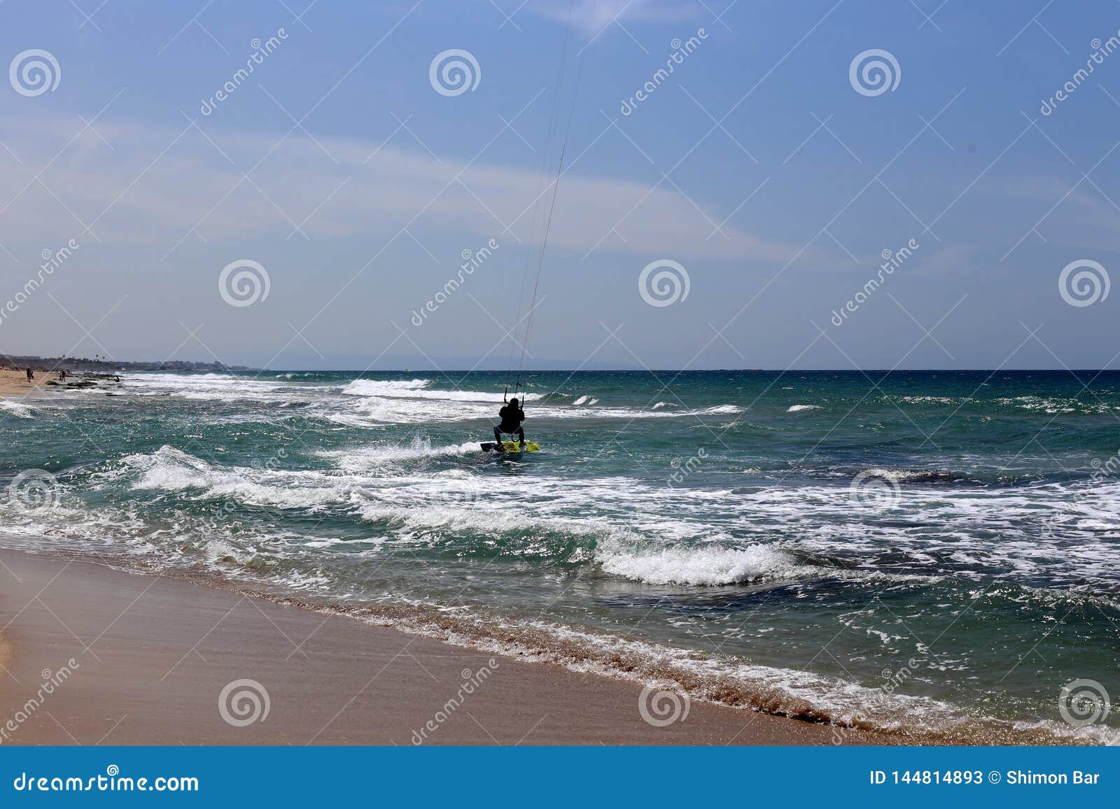 Kiteboarding - Wave Riding in the Mediterranean Stock Image - Image of ...