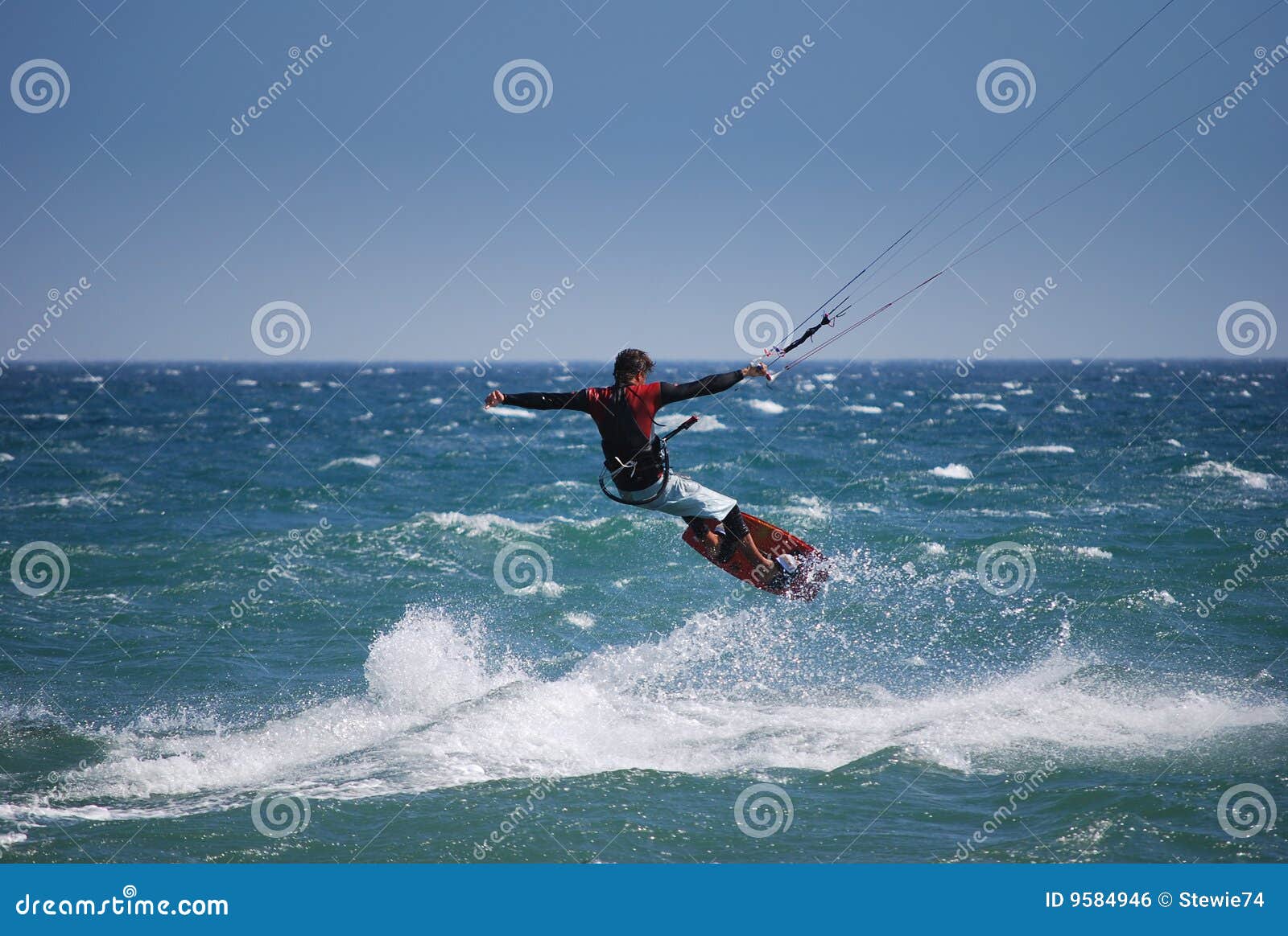 Kiter Flying on the Waves Near Tarifa, Spain Stock Photo - Image of ...
